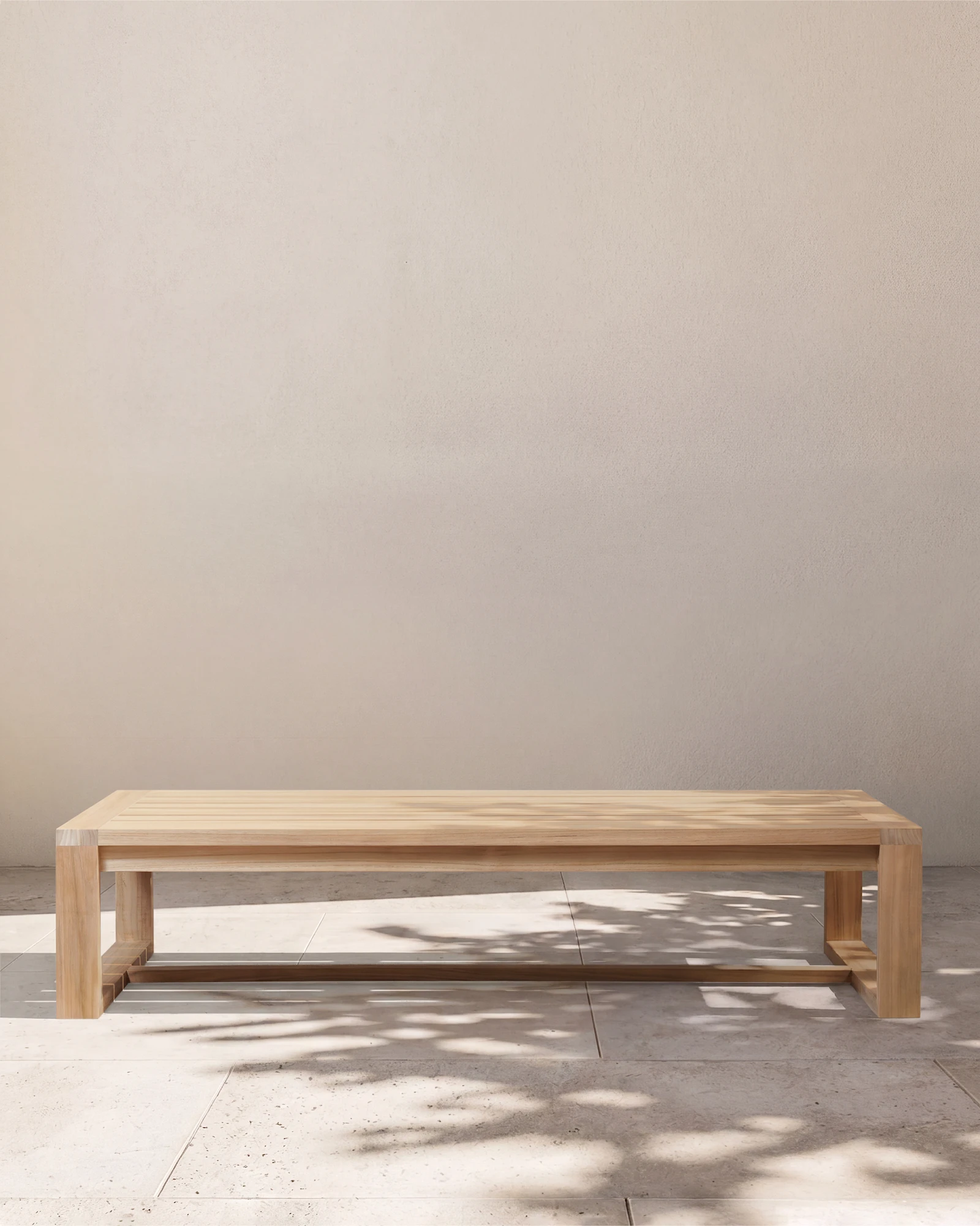 Linear Solid Teak Outdoor Coffee Table in Natural Teak