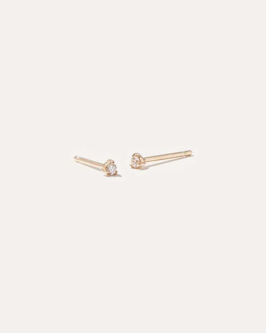 14K Gold Pave Diamond Huggie Solo Hoop | Quince