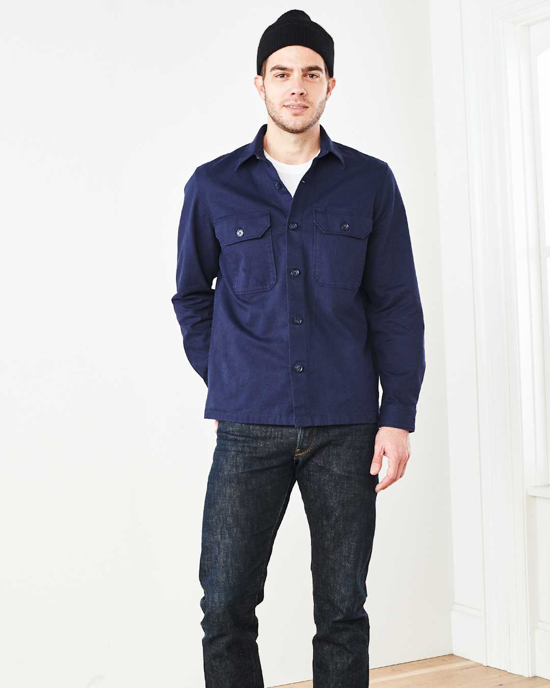 Double-brushed Stretch Overshirt Jacket