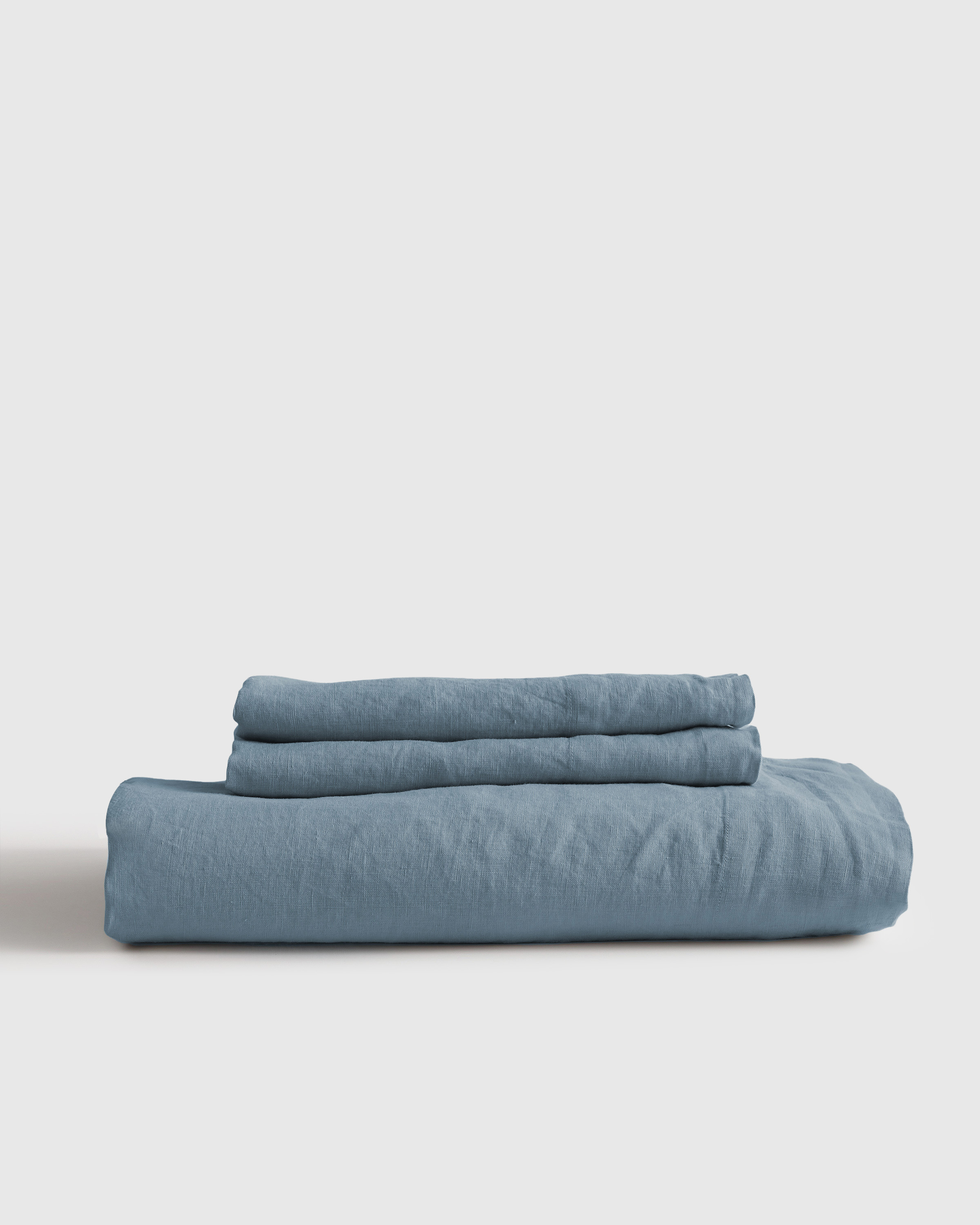 European Linen Fitted Sheet Set in Dusty Blue