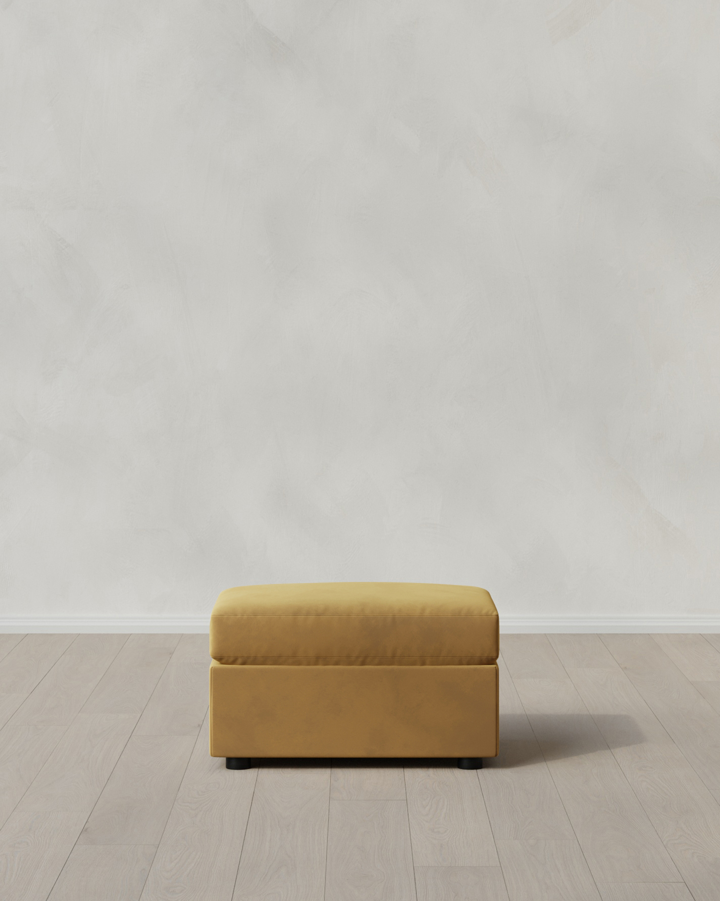 Brennan Performance Velvet Ottoman in Caramel