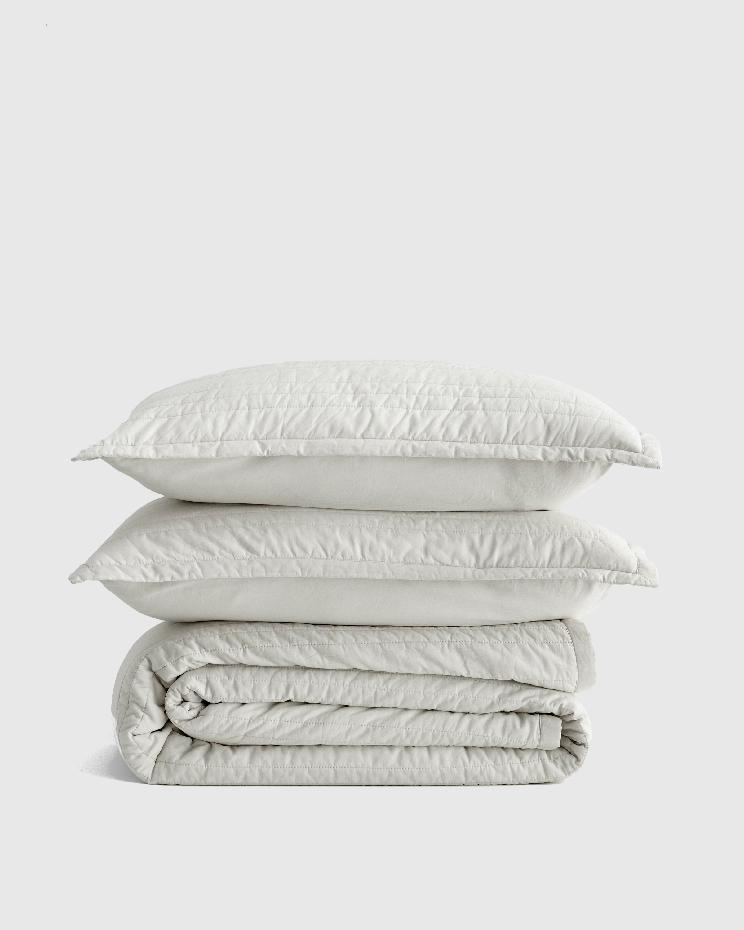 100% Organic Cotton Quilt Set in Light Grey