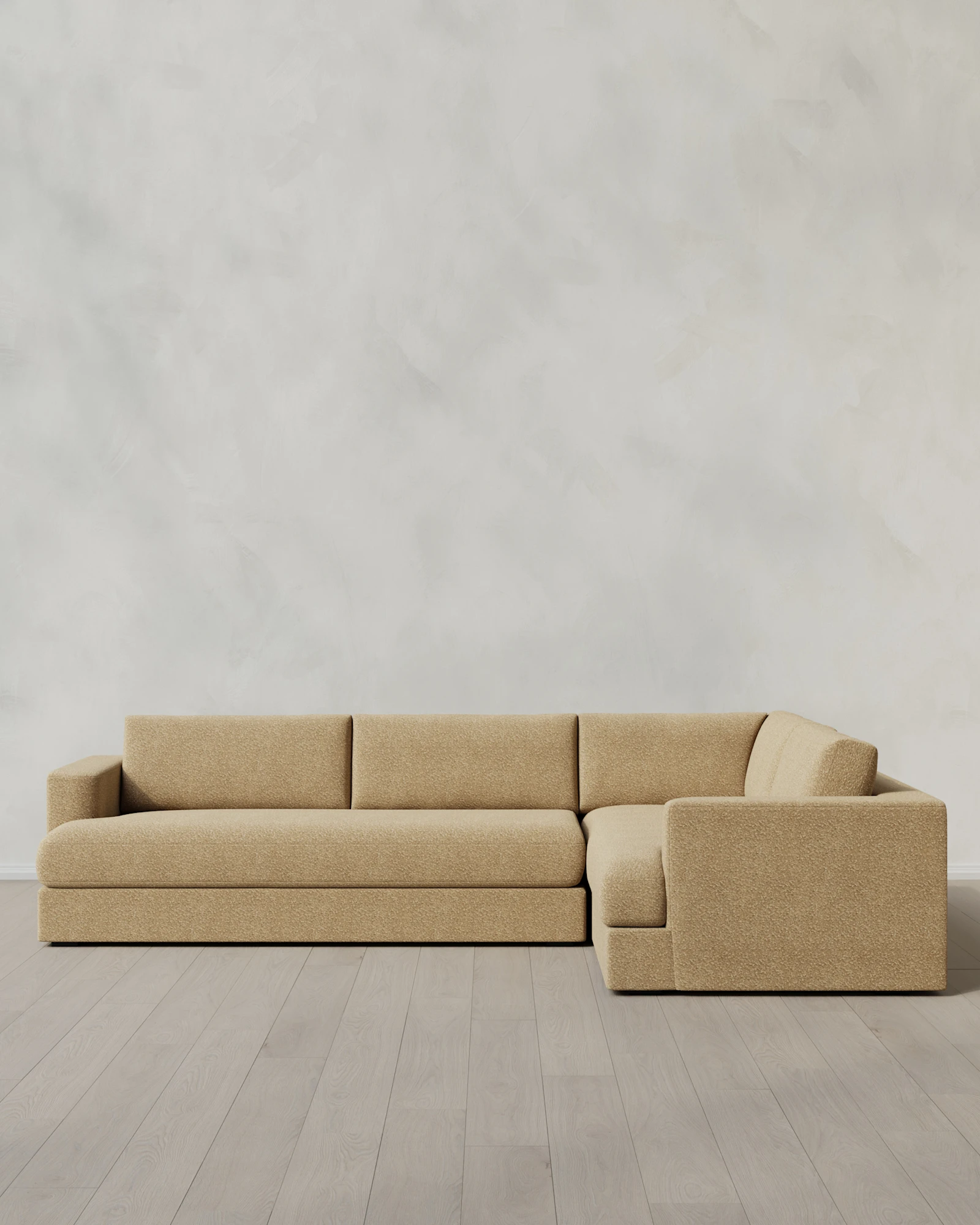 Sierra Curved Arm L Sectional in Performance Boucle in Linen