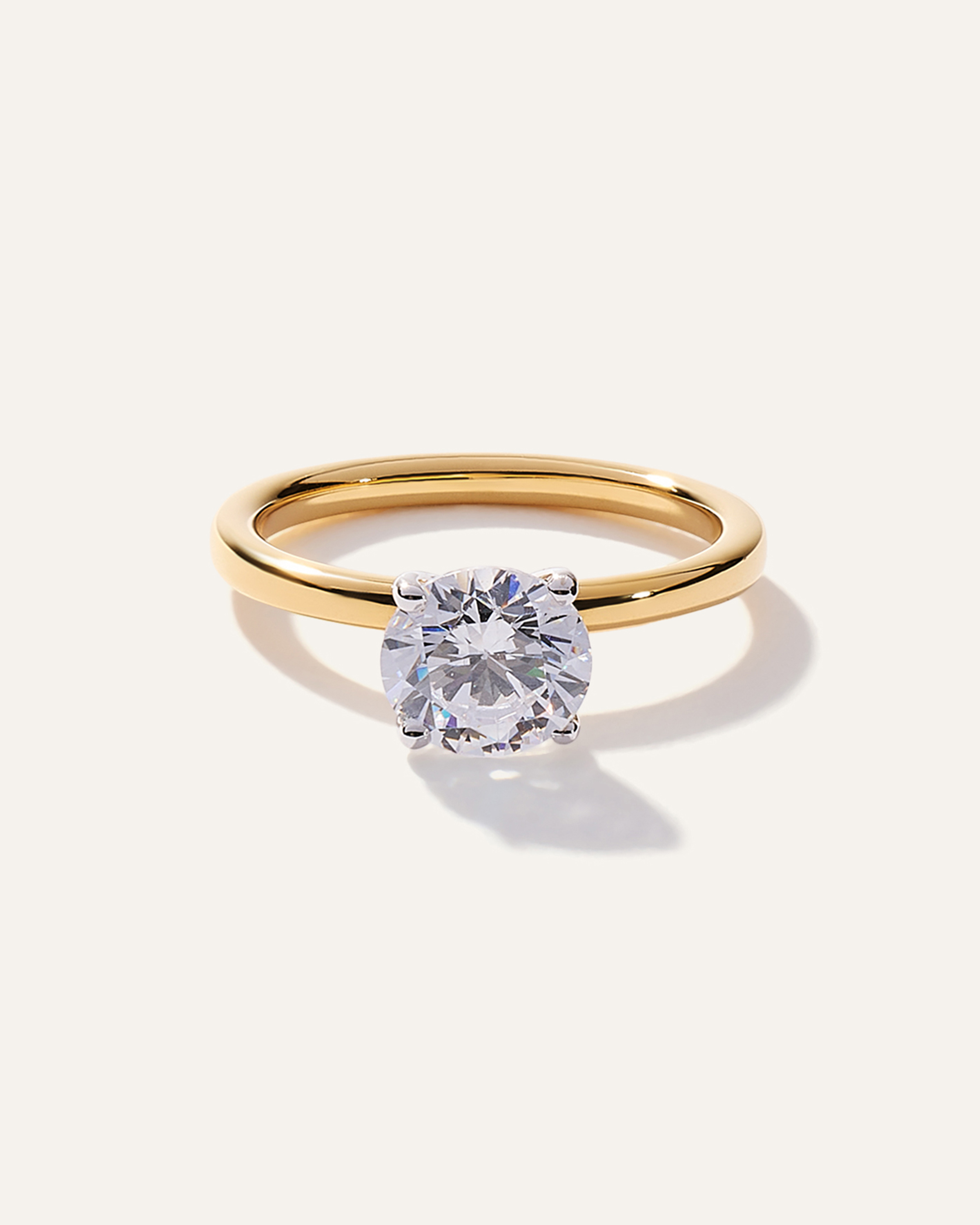 Lab Grown Diamond Round Comfort Fit Engagement Ring in Yellow Gold