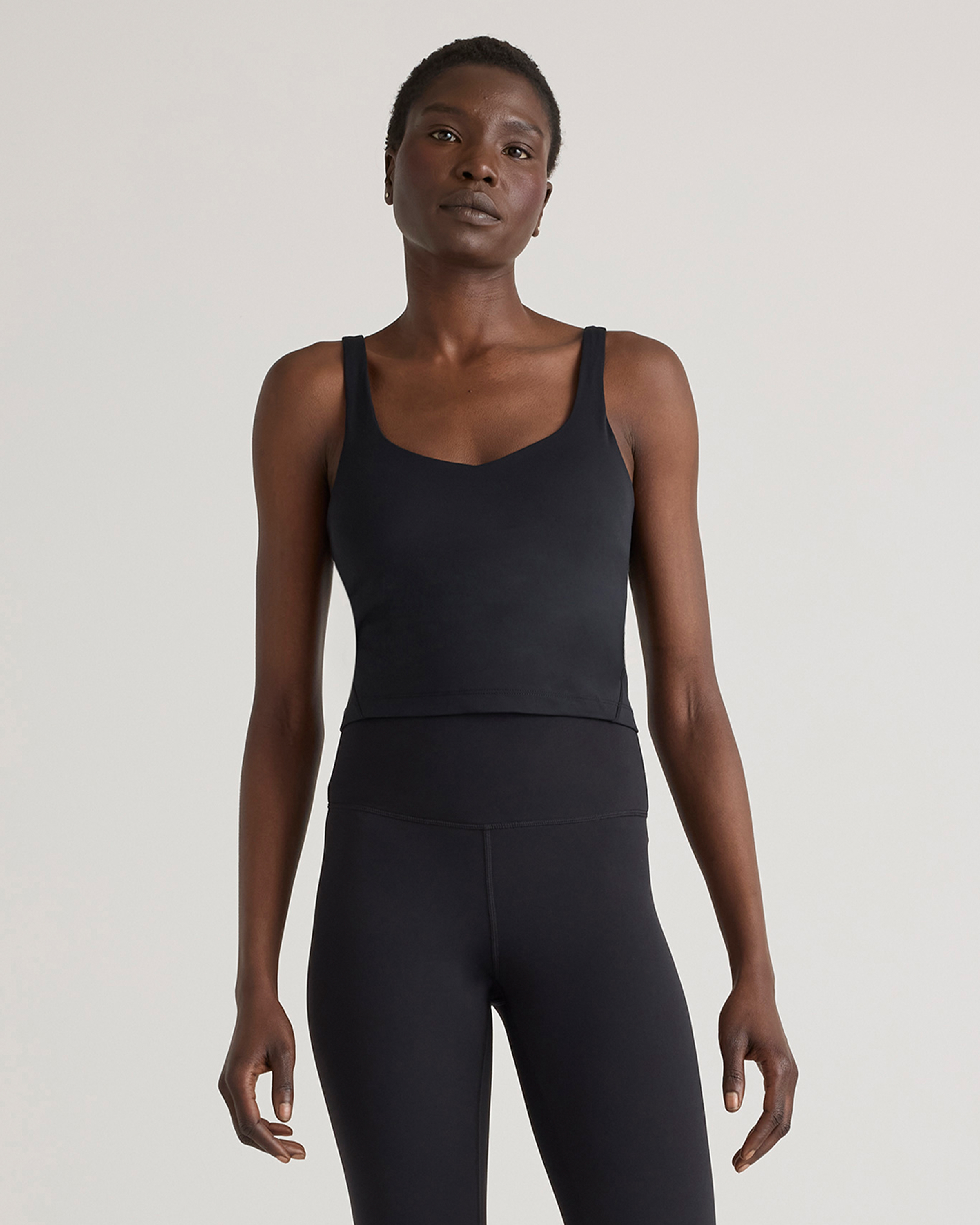 Ultra-Form V Neck Cropped Tank in Black