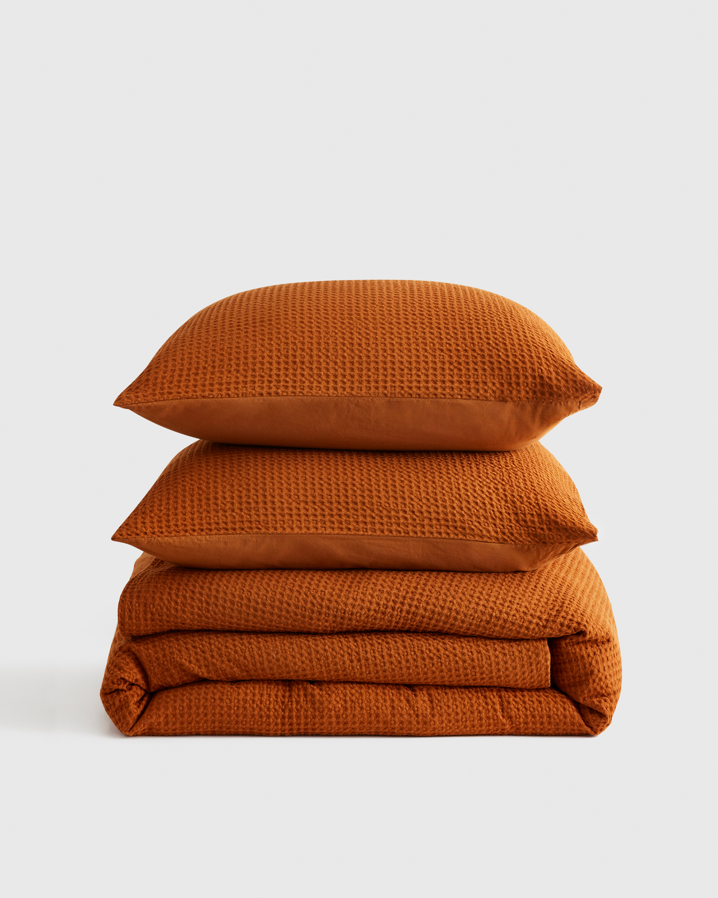 Organic Luxe Honeycomb Duvet Cover Set in Terracotta