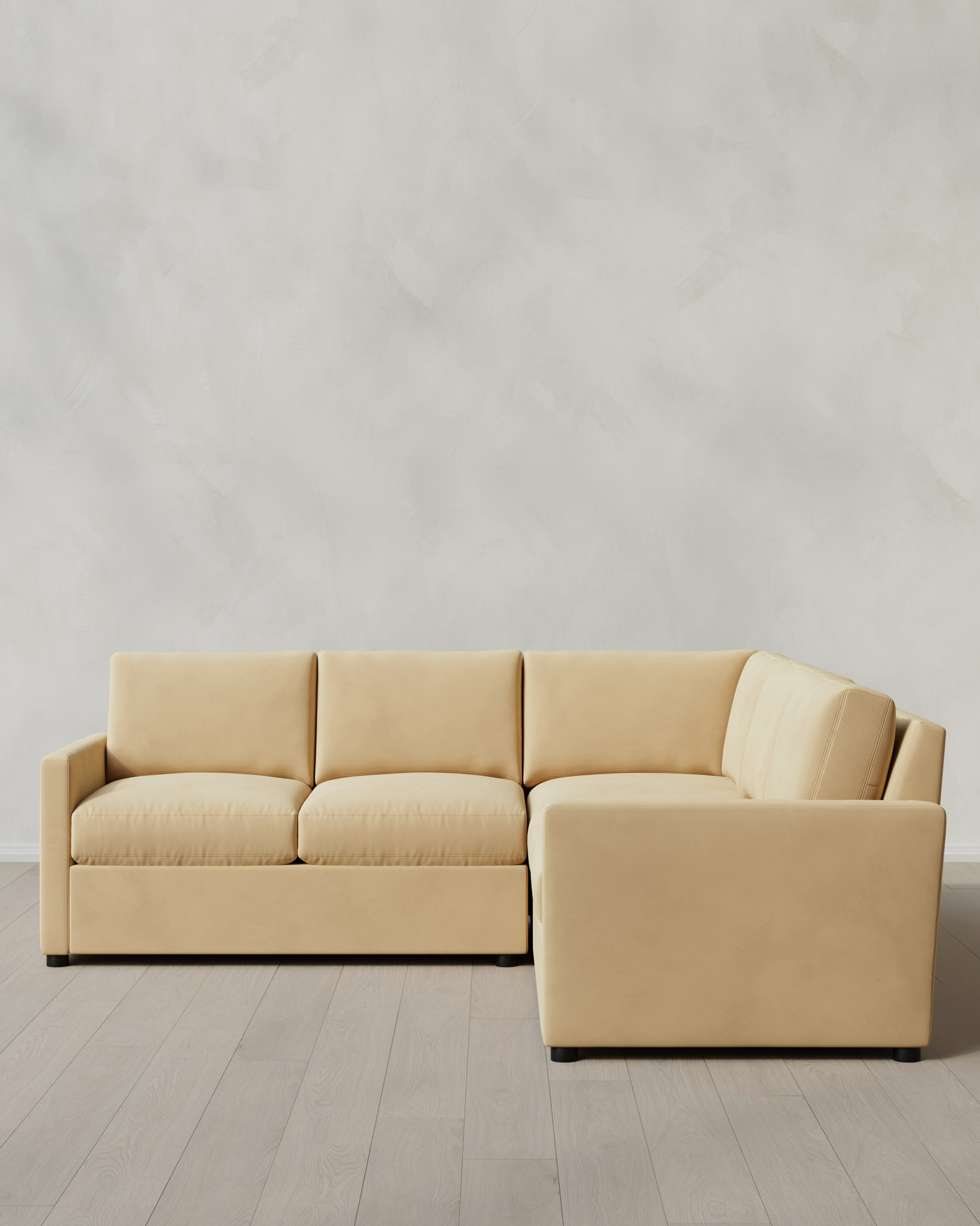 Brennan Performance Velvet L Sectional in Linen