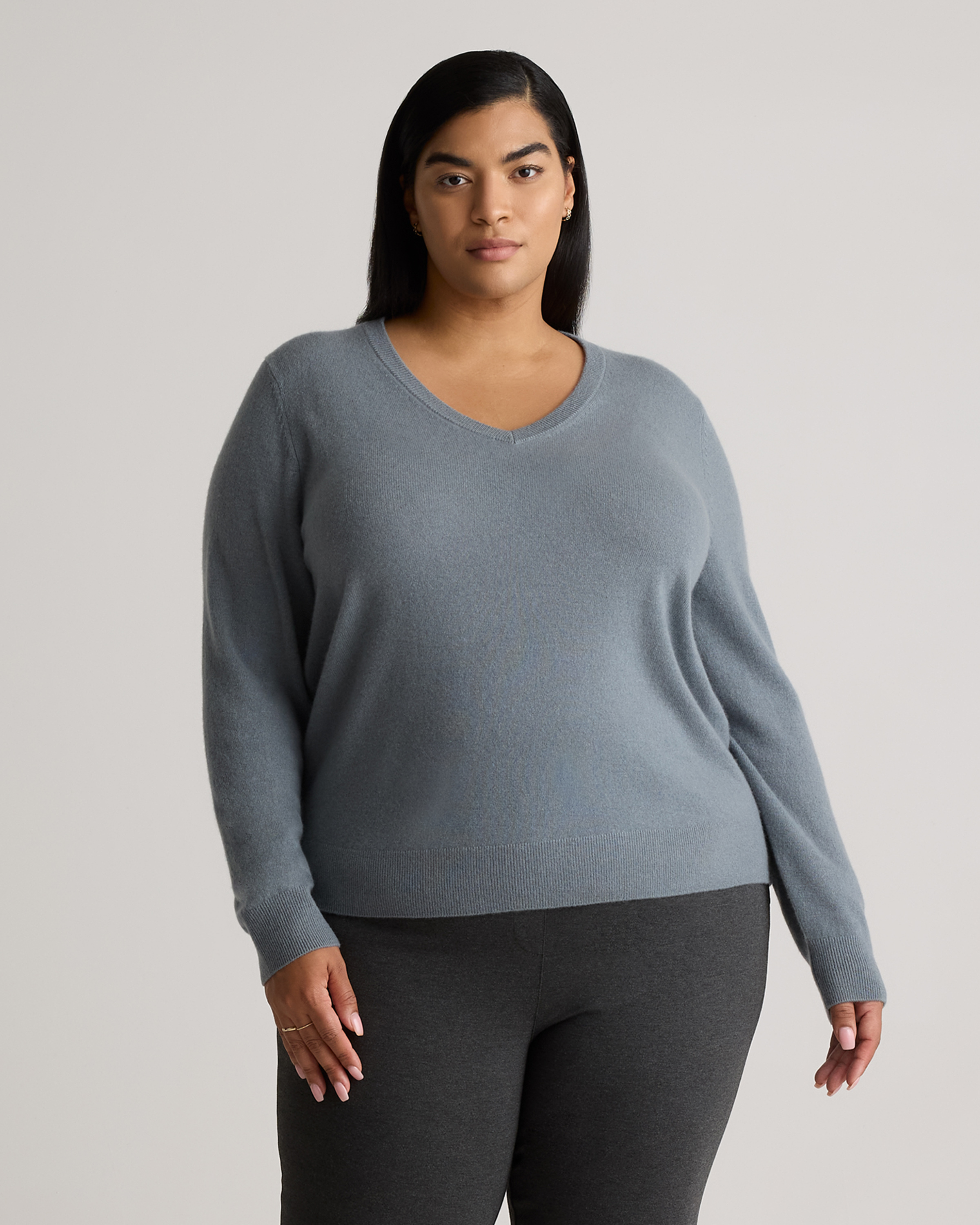Mongolian Cashmere V-Neck Sweater - Plus Size