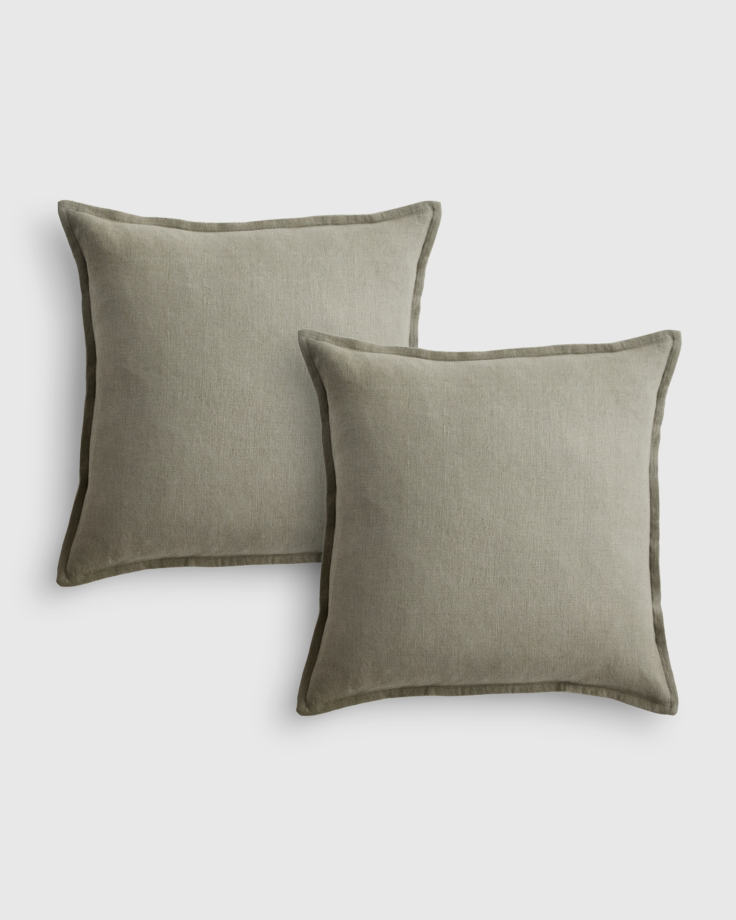 European Linen Flange Edge Pillow Cover (Set of 2) in Sage