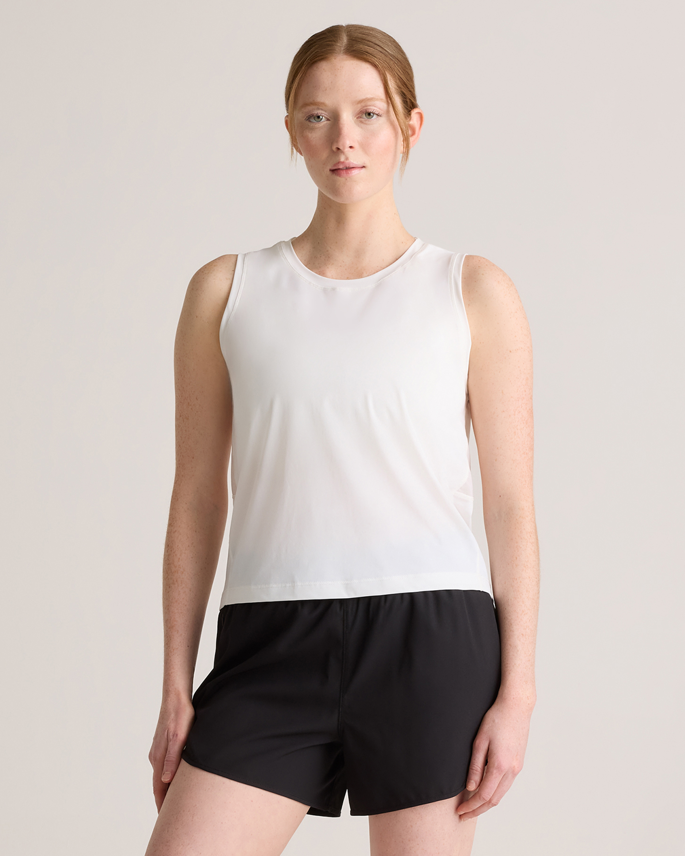 Essential Run Cropped Muscle Tank in Classic White