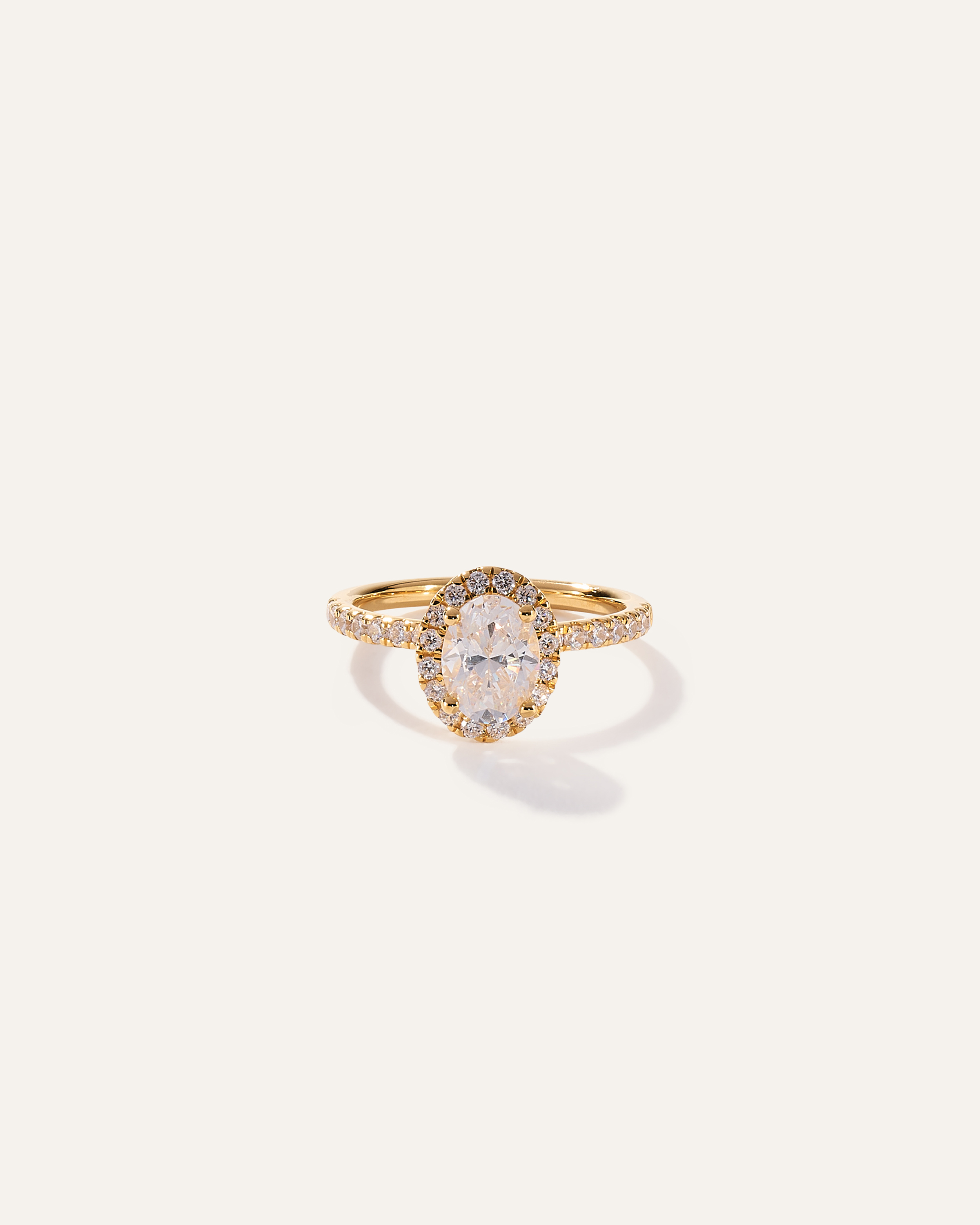 Lab Grown Diamond Oval Halo Pave Engagement Ring