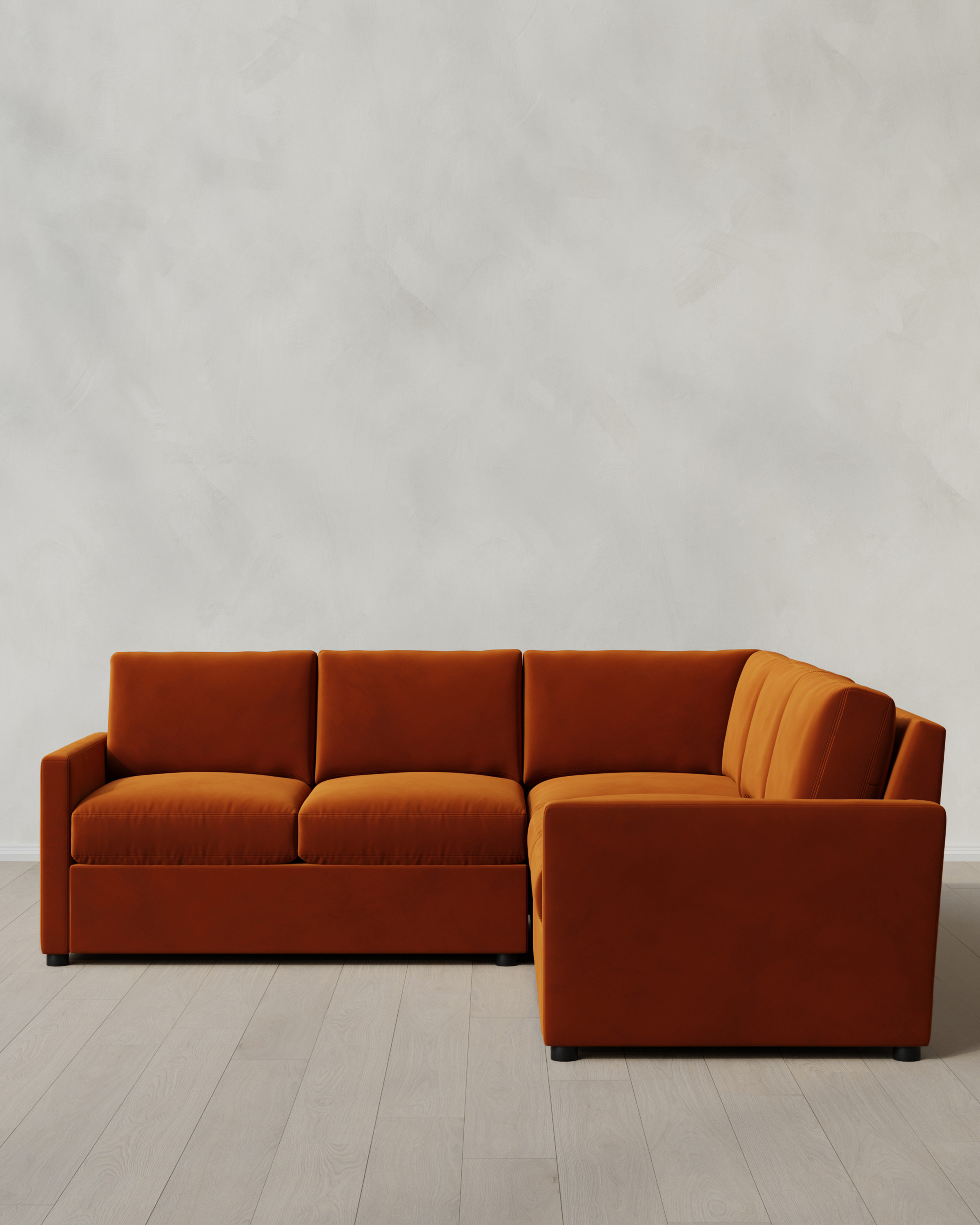 Brennan Performance Velvet L Sectional in Rust