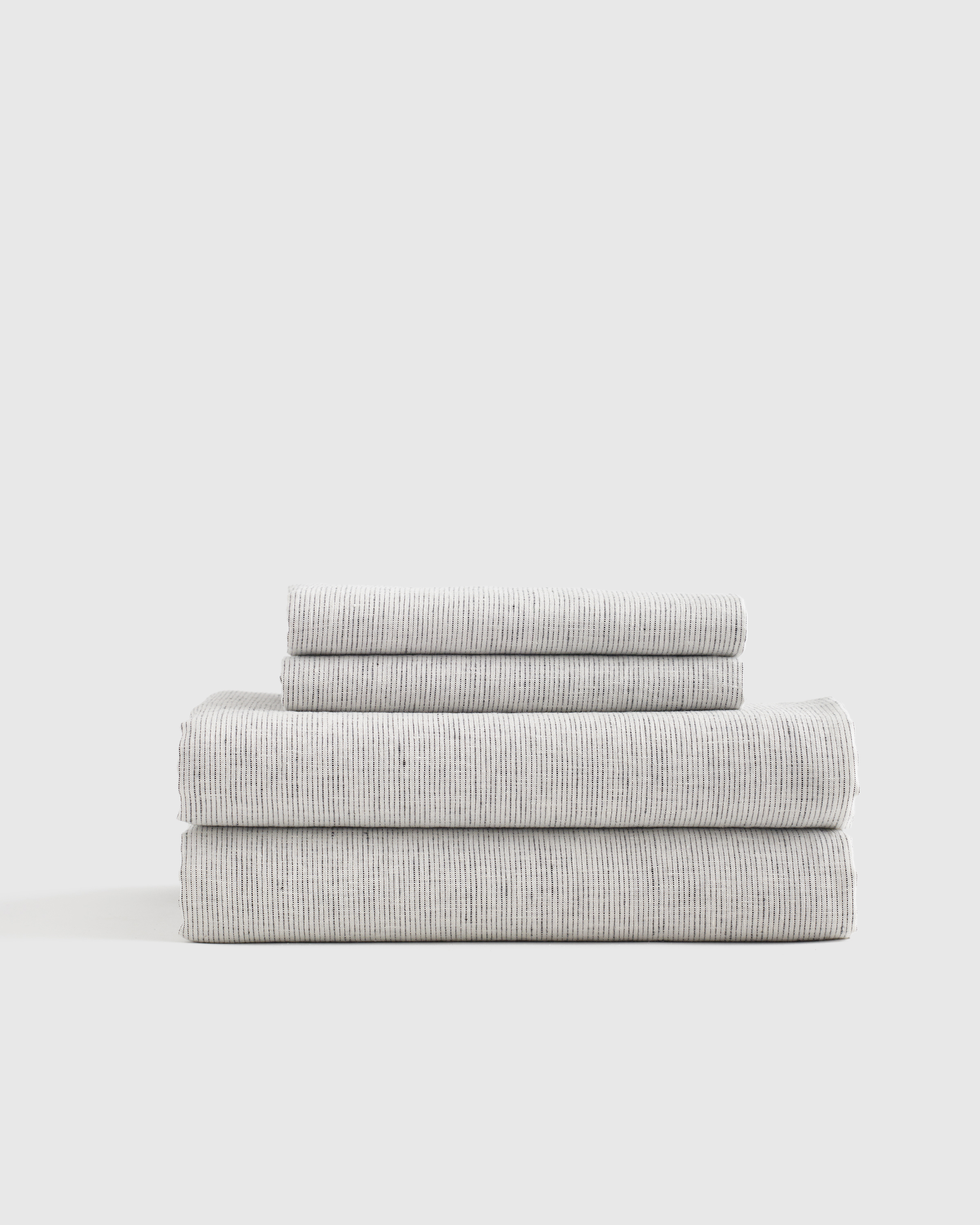 European Linen Stripe Sheet Set | Quince in Grey/White Mini Pinstripe