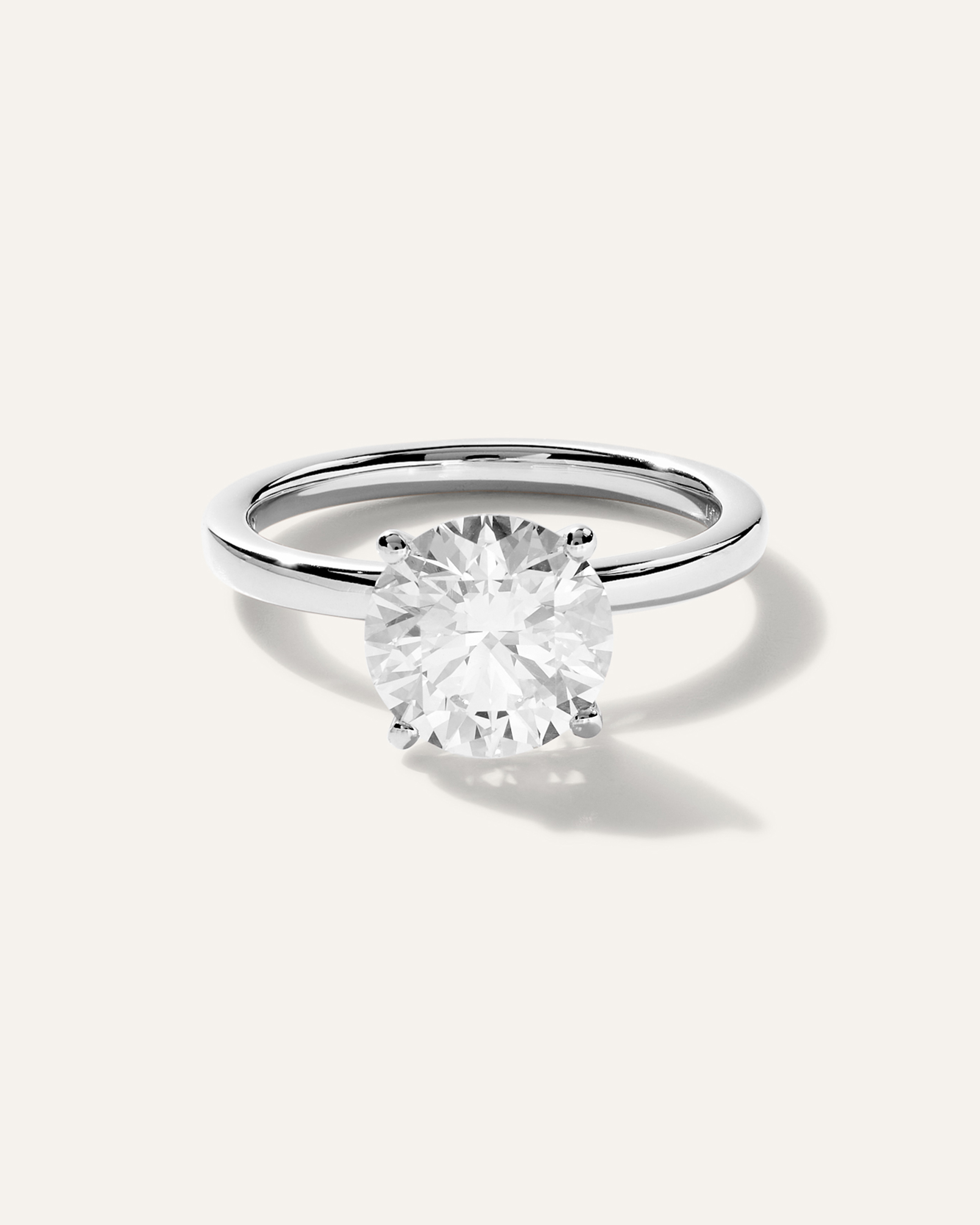 Lab Grown Diamond Round Comfort Fit Engagement Ring in White Gold