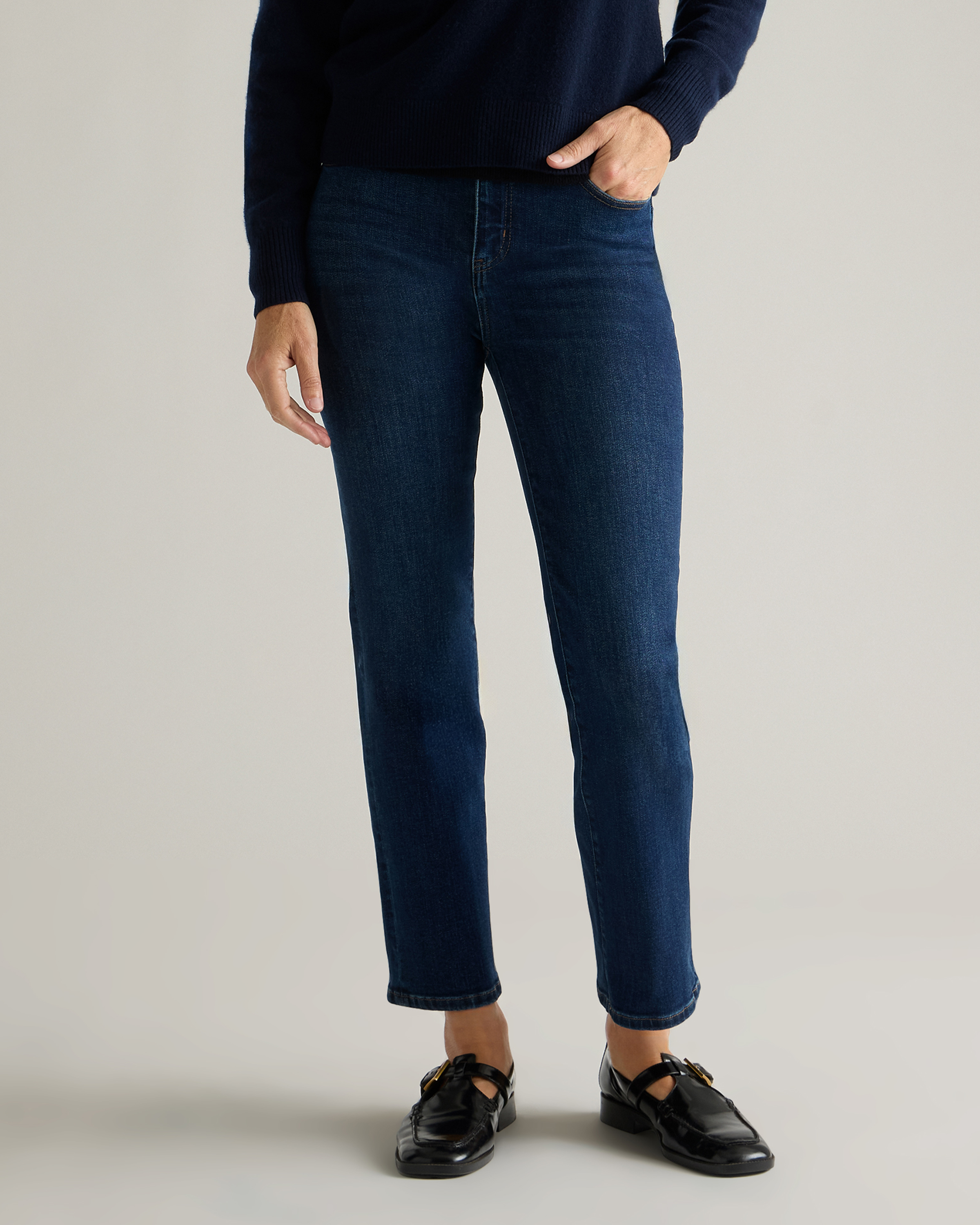 Stretch High Rise Straight Jeans - 28" inseam