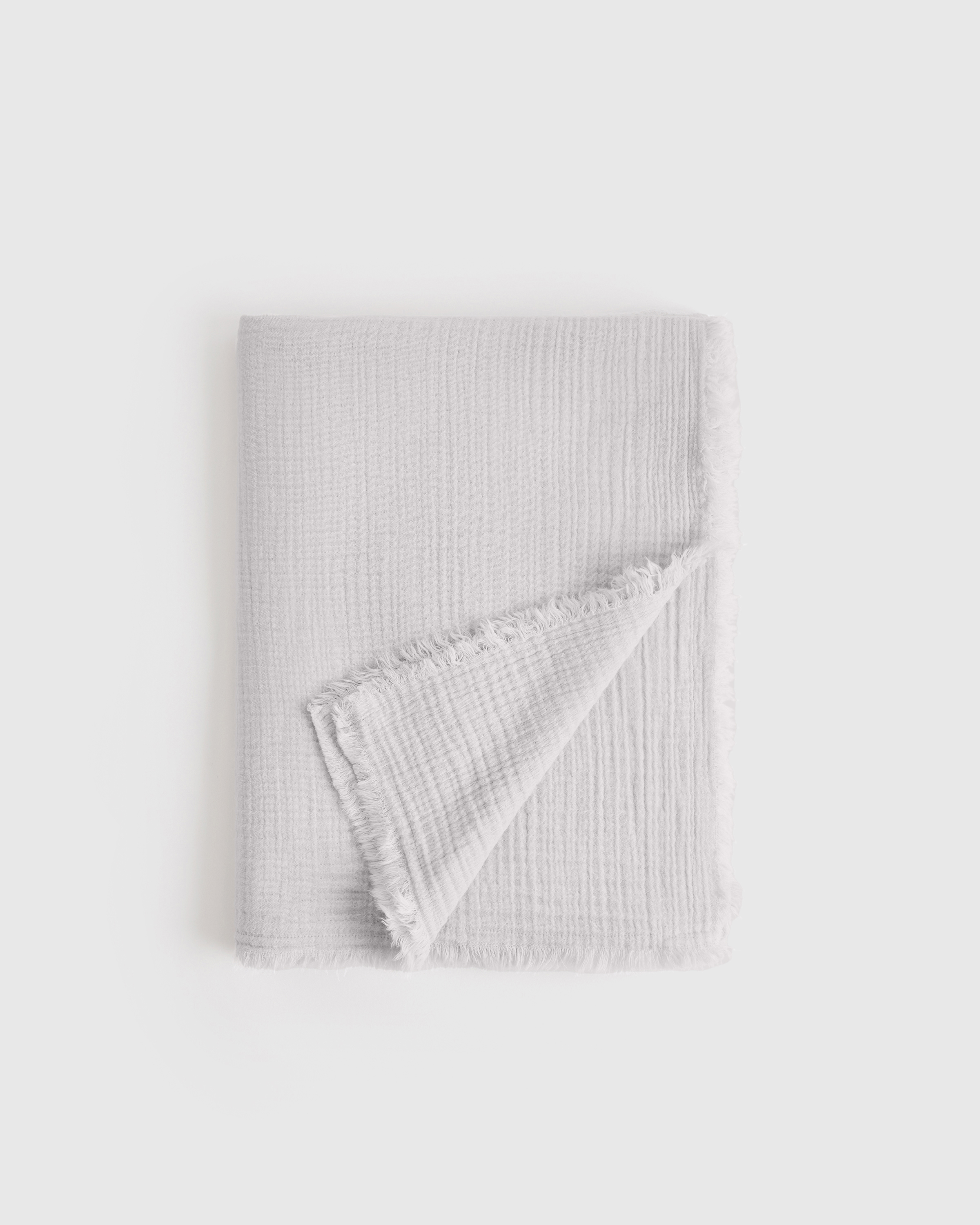 Organic Airy Gauze Throw in Light Grey