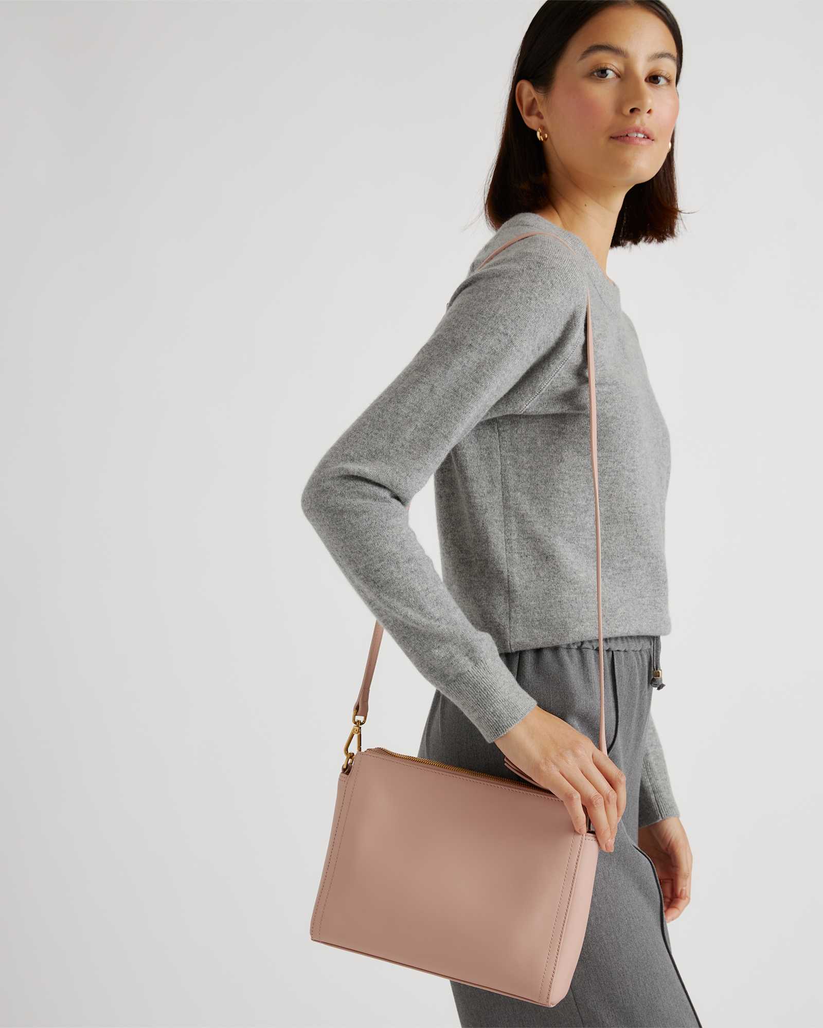 Italian Leather Triple Compartment Crossbody