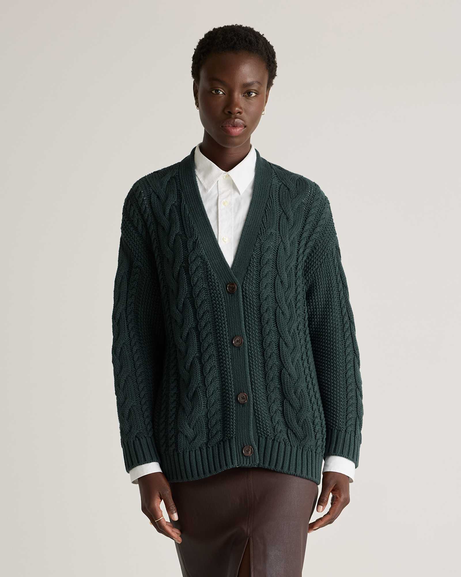 100% Organic Cotton Oversized Cable Cardigan