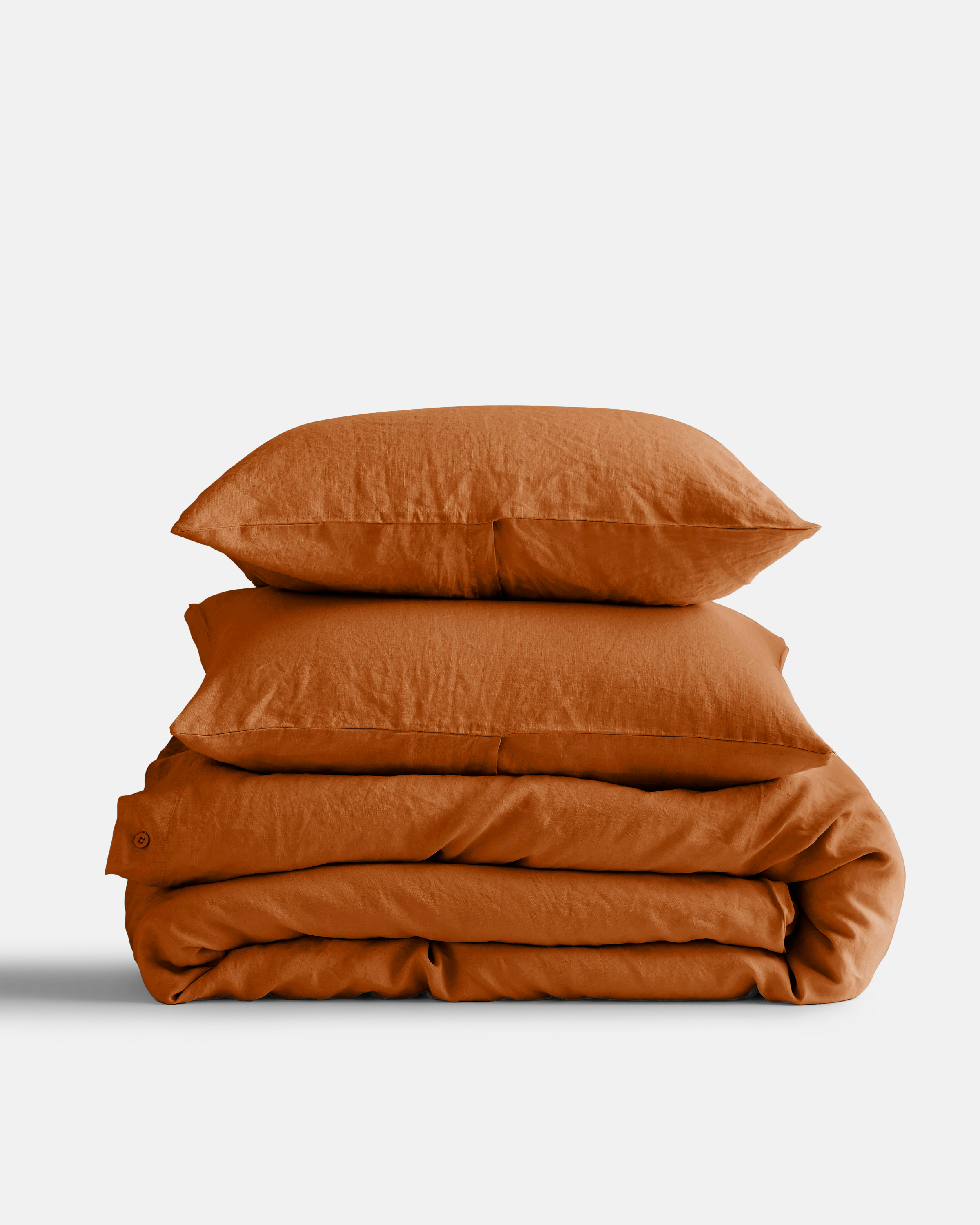 European Linen Duvet Cover Set in Terracotta