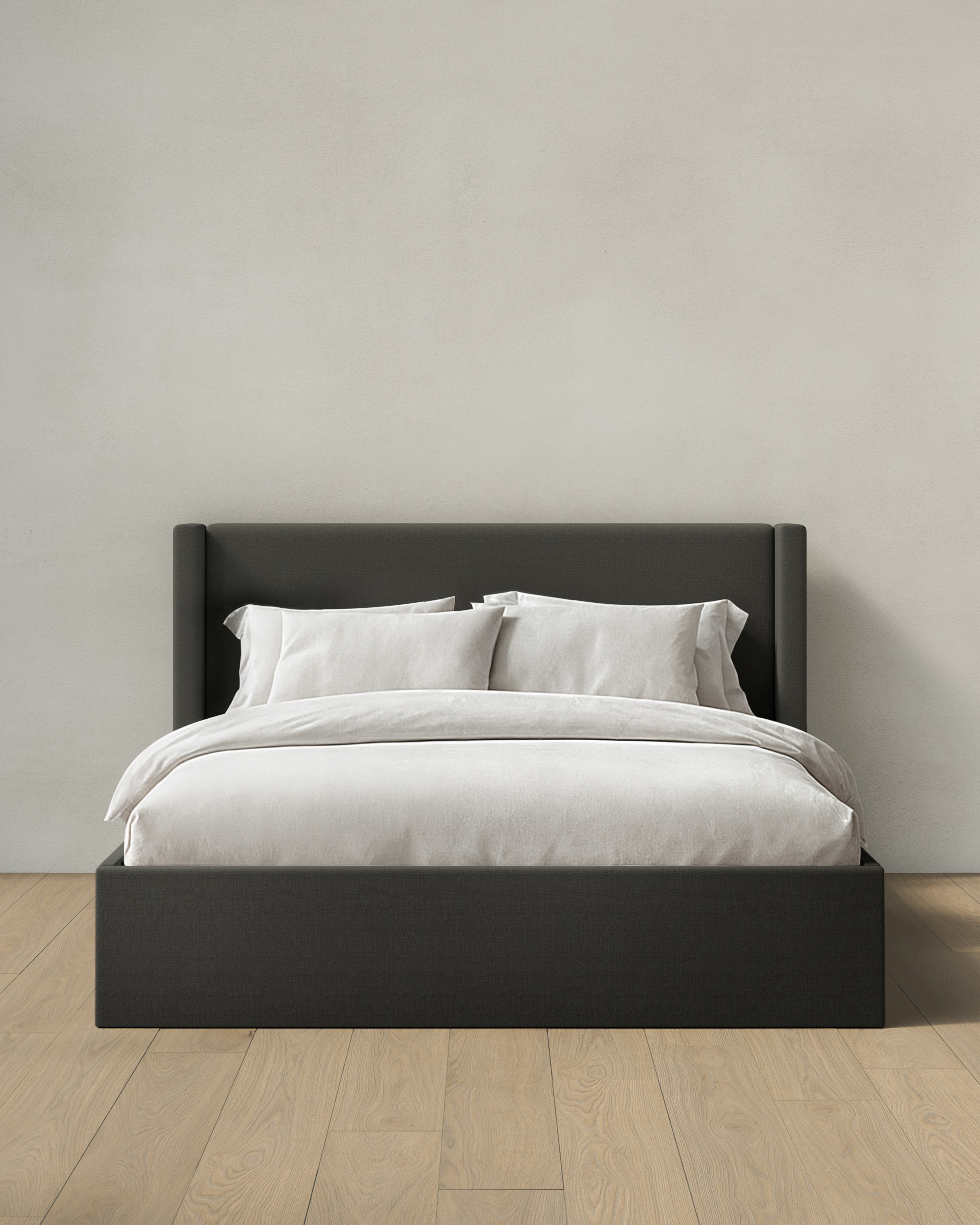 Linen Wingback Bed - Low Headboard