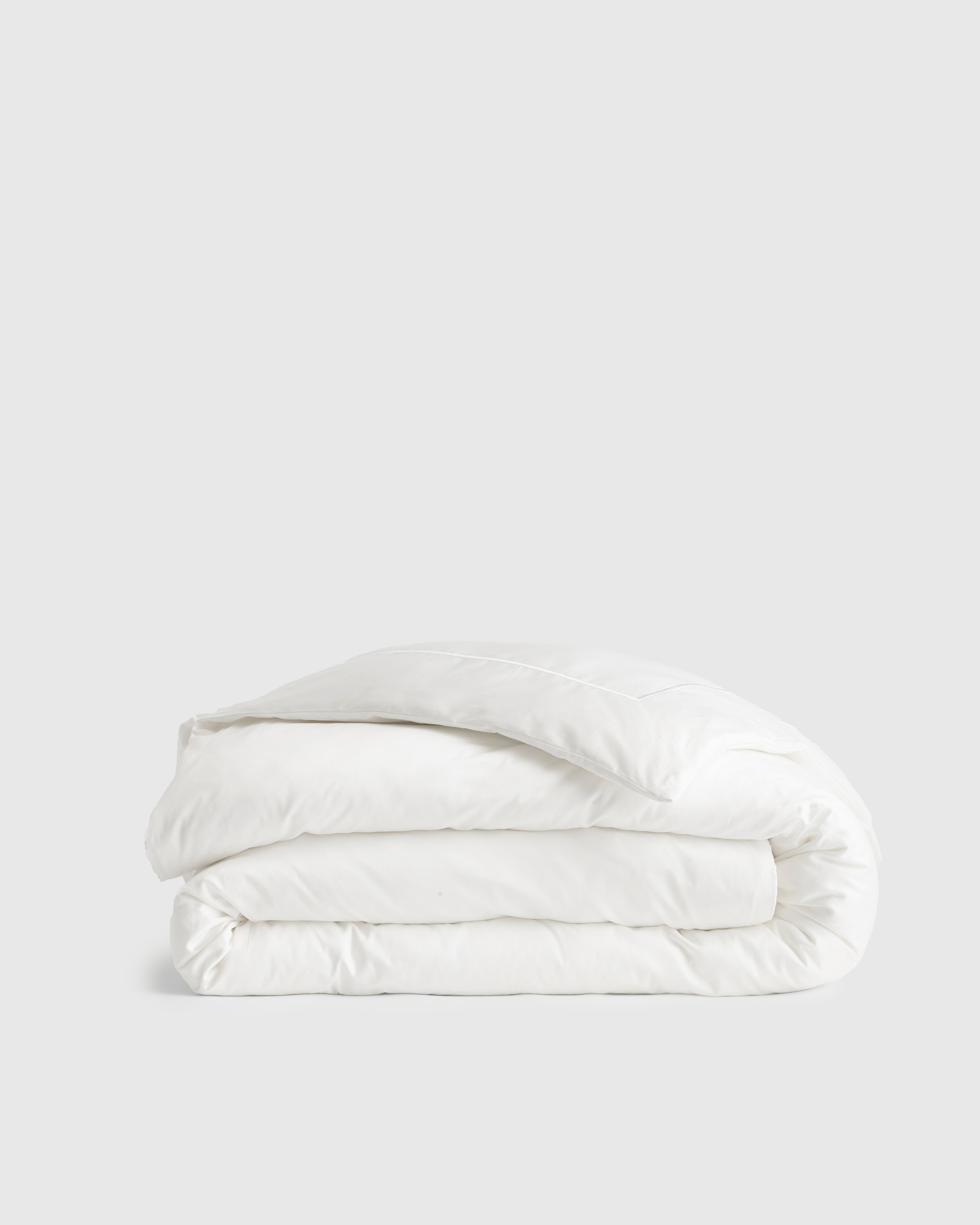 Classic Organic Percale Embroidered Duvet Cover in White/White