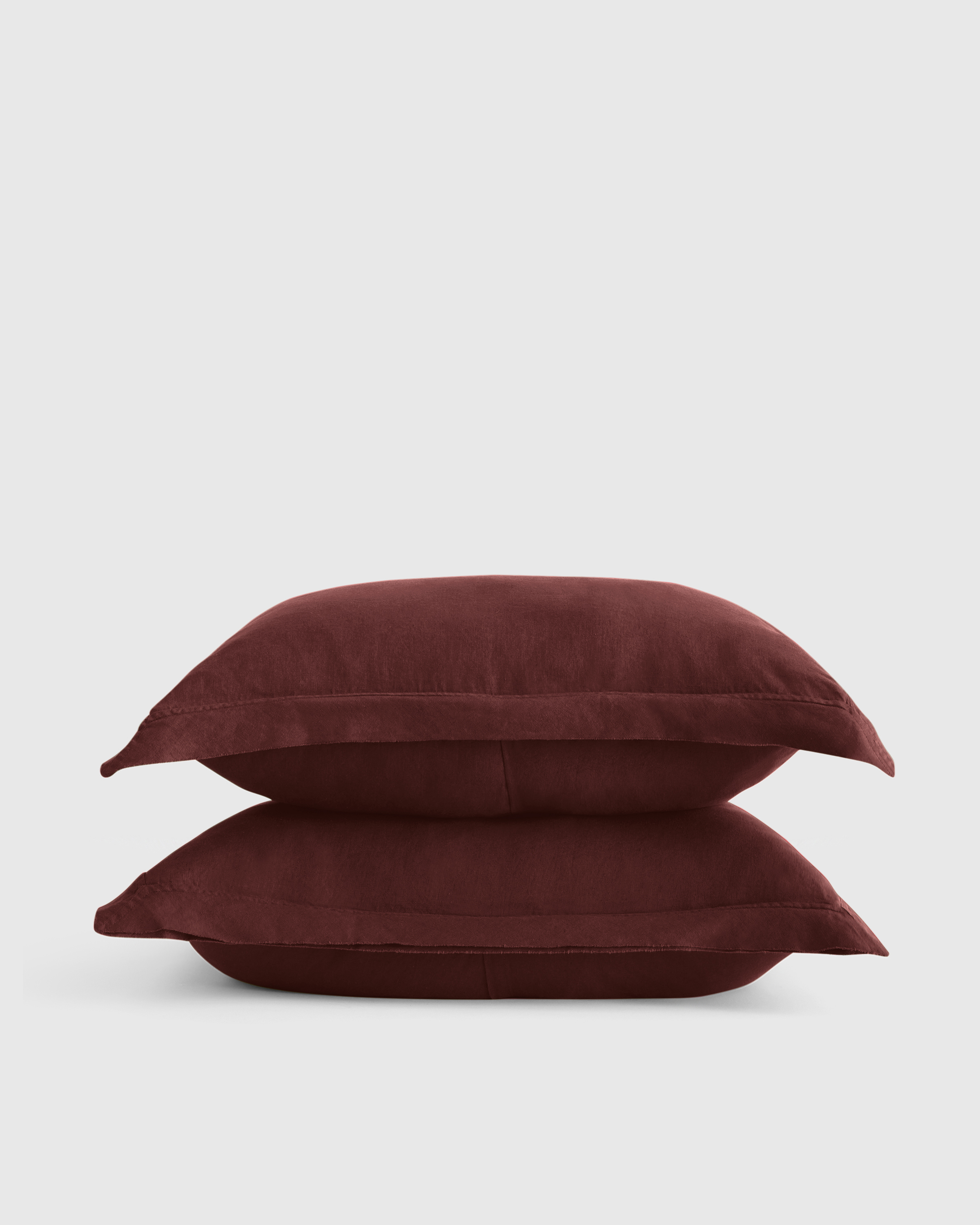 European Linen Double Flange Sham Set in Burgundy
