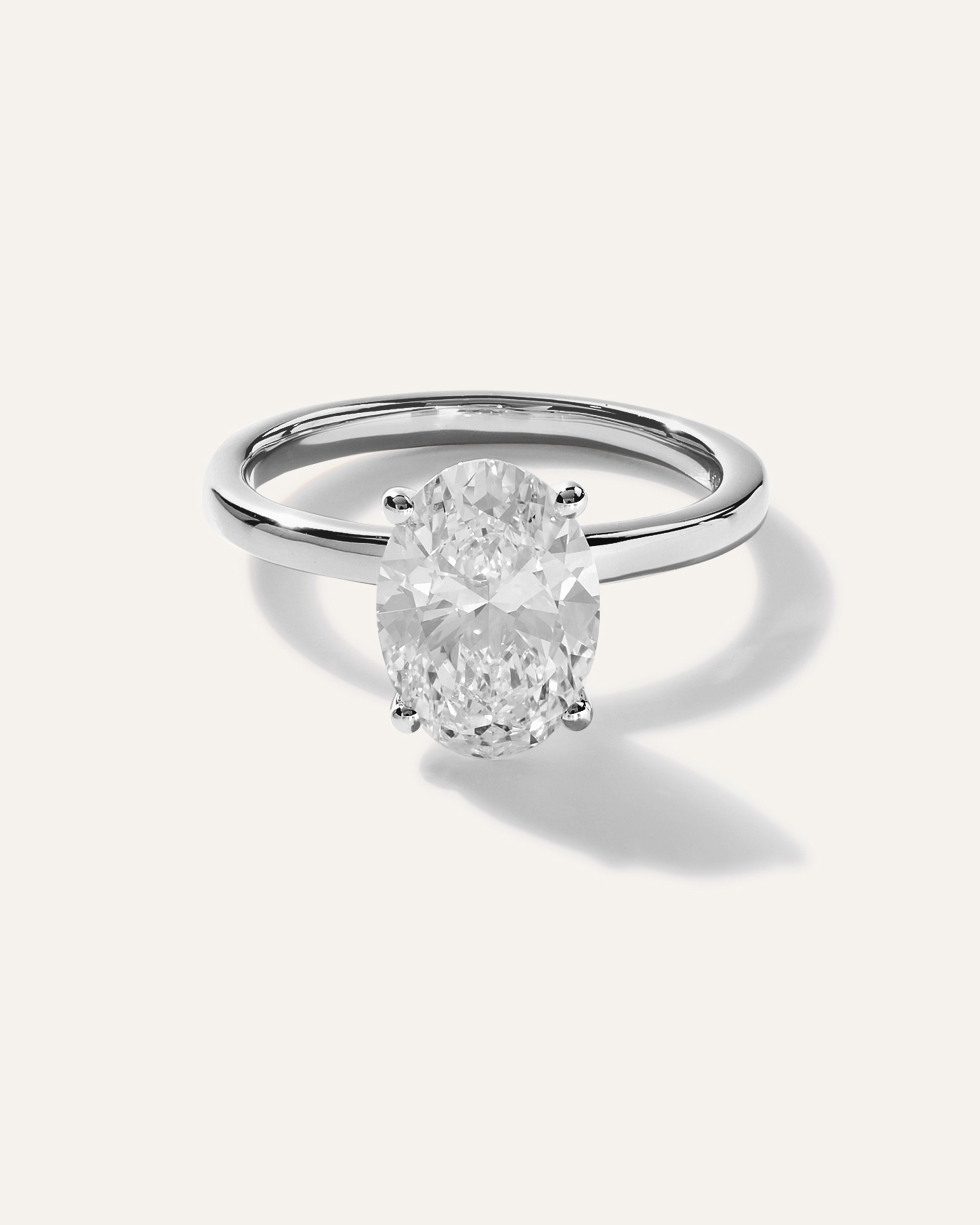 Lab Grown Diamond Oval Comfort Fit Engagement Ring in White Gold
