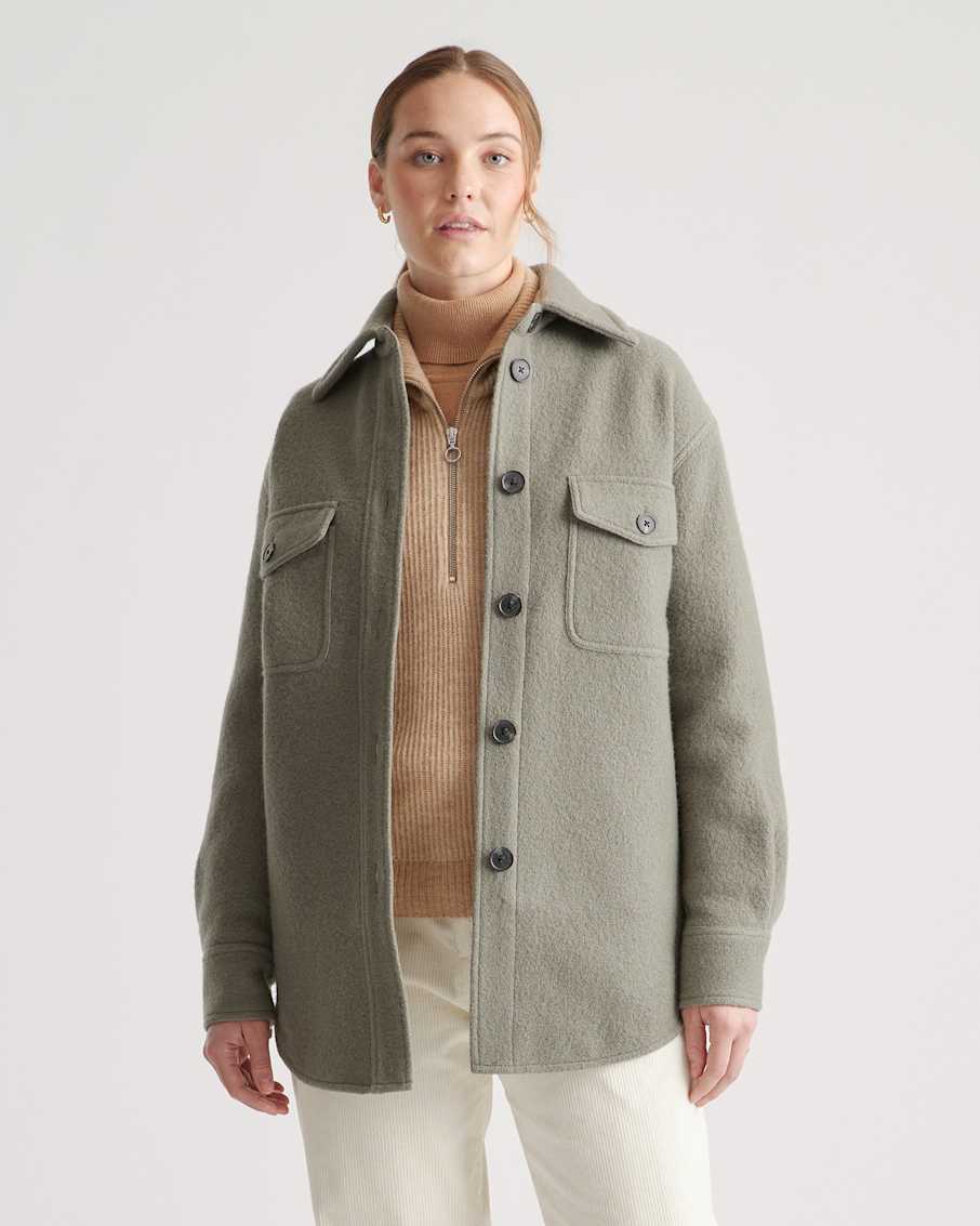 100% Merino Wool Long Shirt Jacket