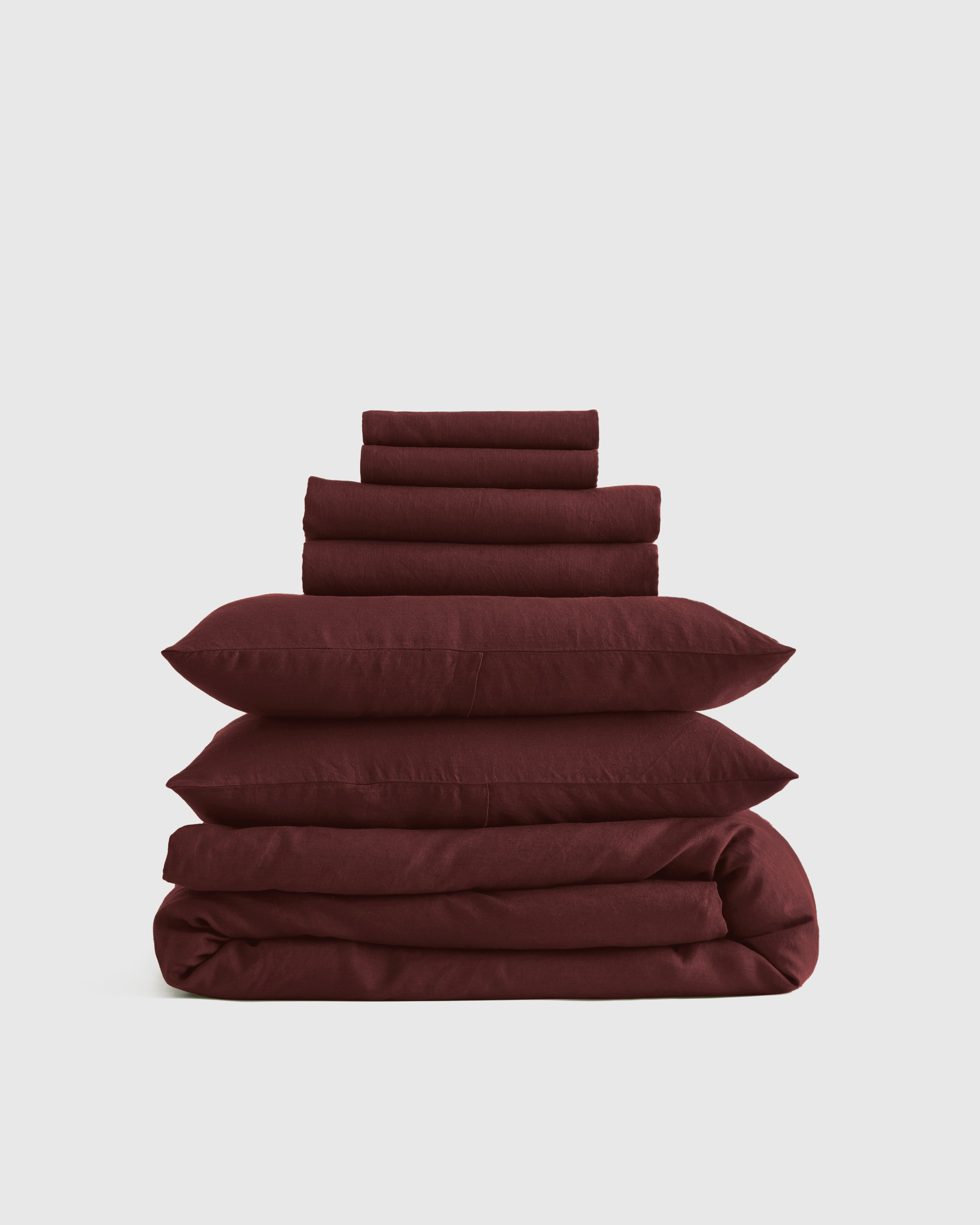 Deluxe Linen Duvet Bundle | Quince in Burgundy