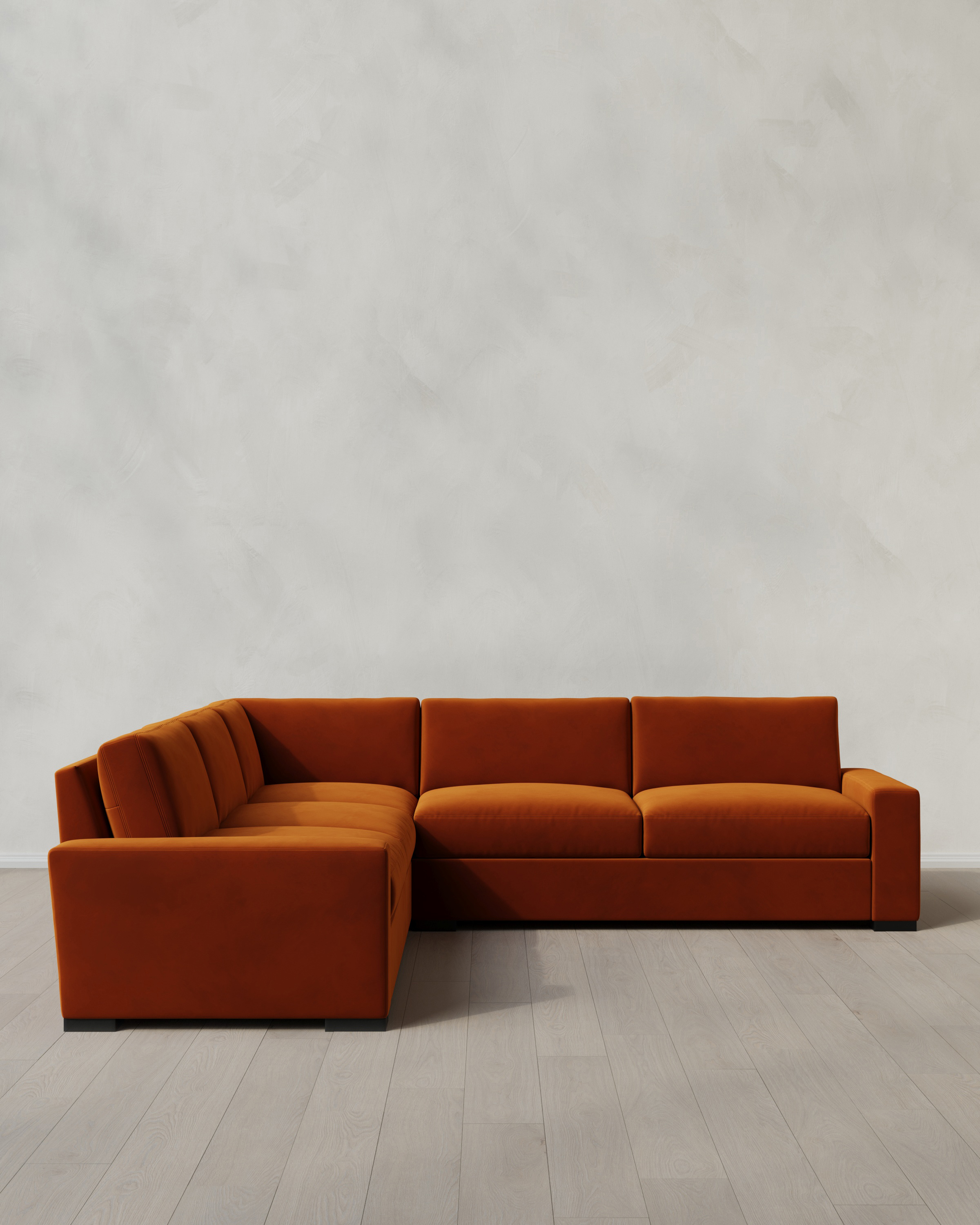 Stillman Performance Velvet L Sectional in Rust