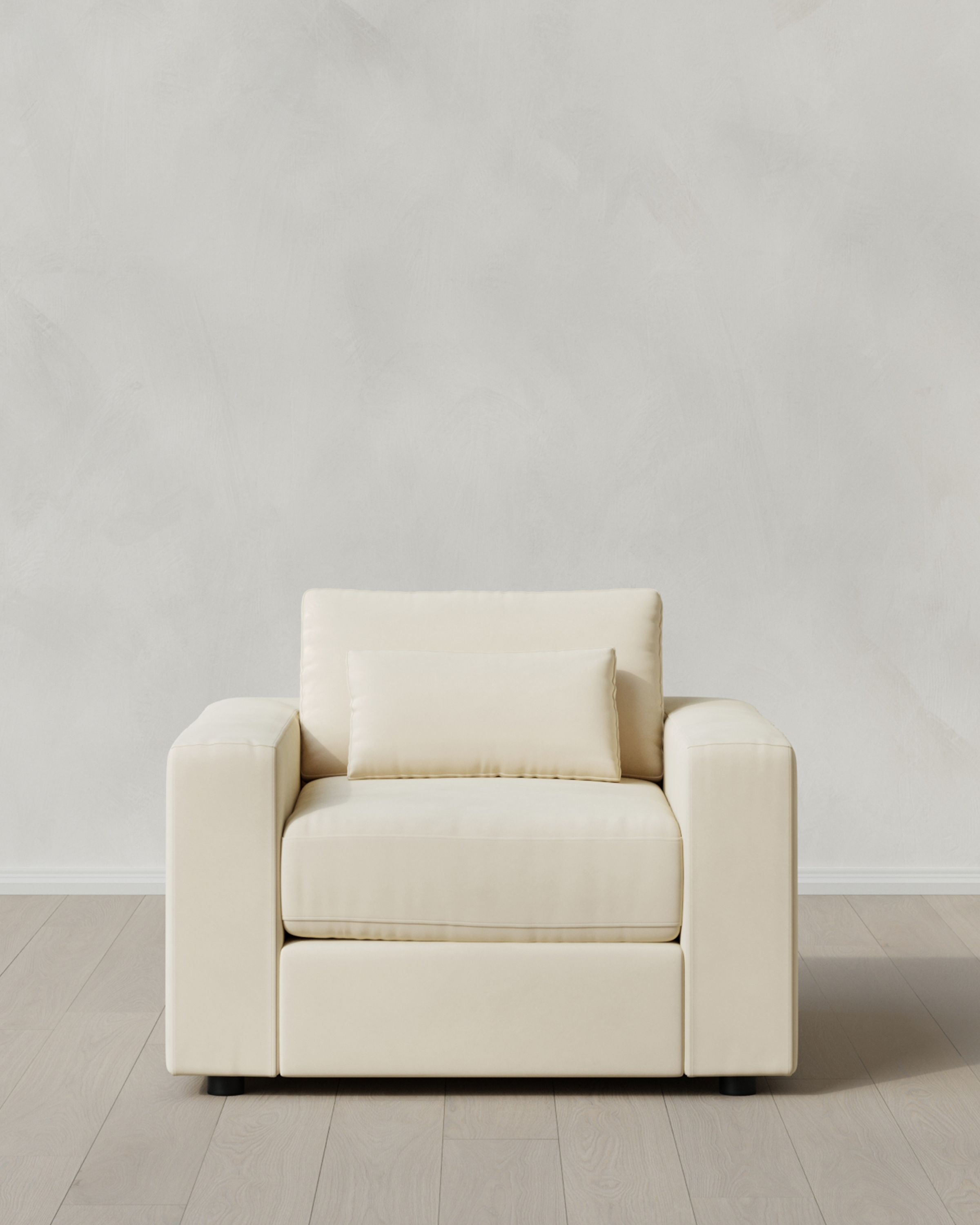 Square Arm Deep Seat Chair and a Half in Performance Velvet in Ivory