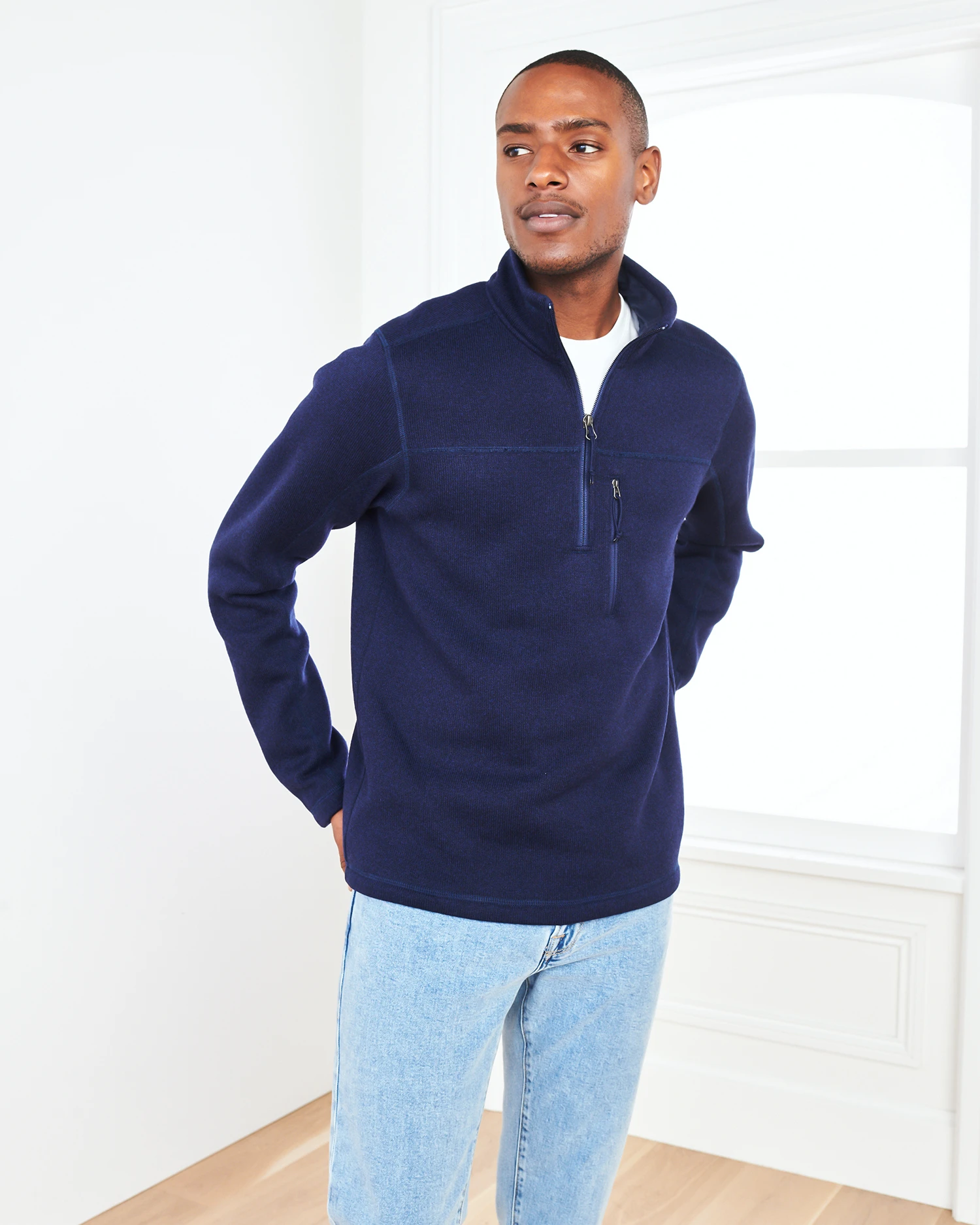 Men's Recycled Sweater Fleece Pullover Jacket