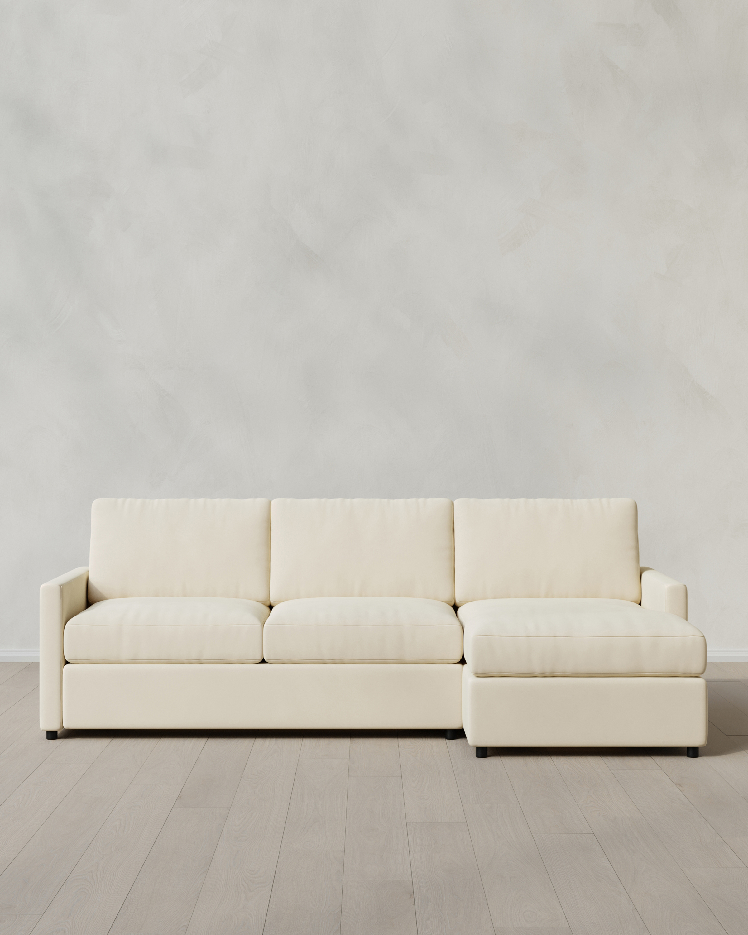 Brennan Performance Velvet Chaise Sectional in Ivory