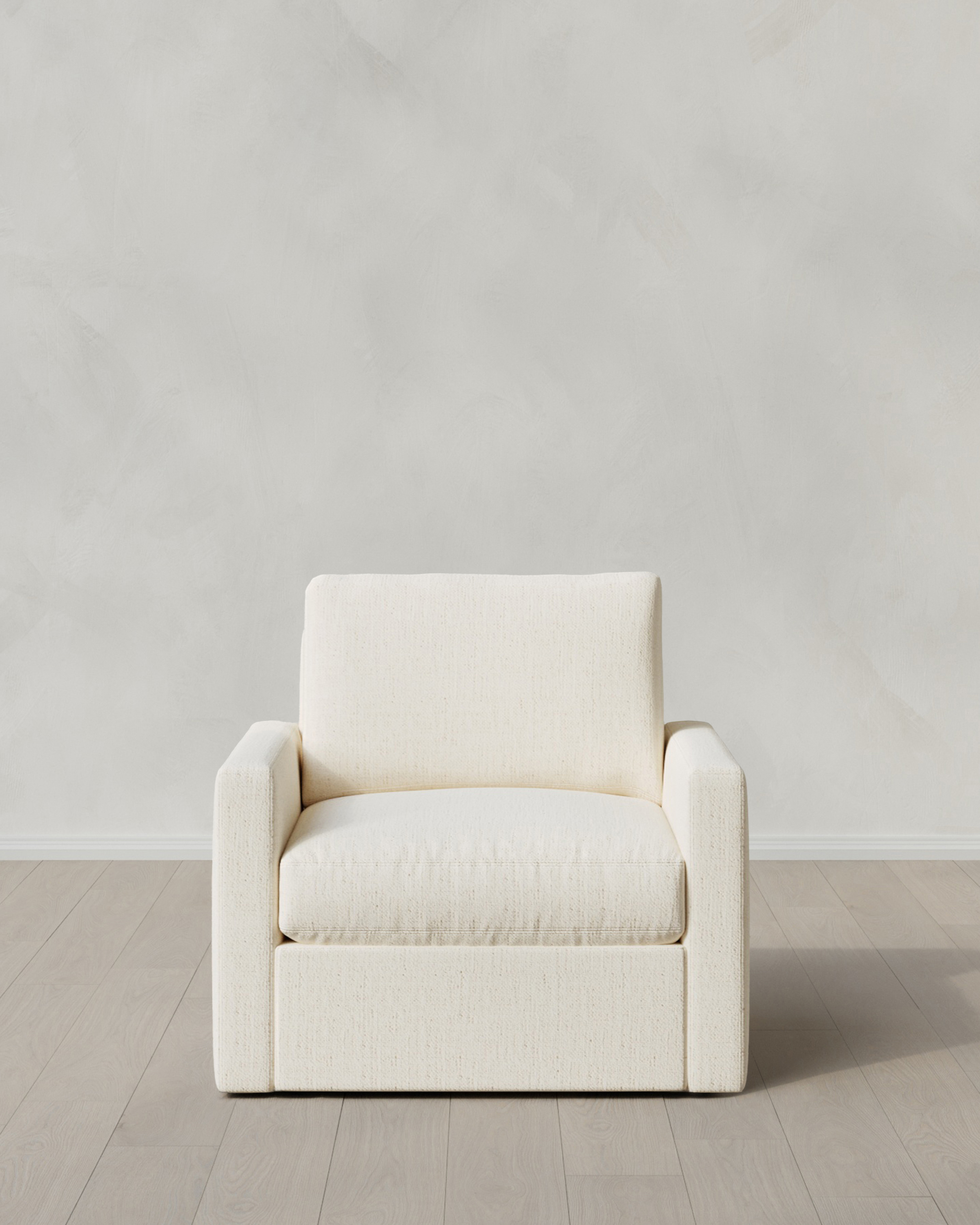Brennan Performance Chenille Linen Blend Swivel Chair in Snow