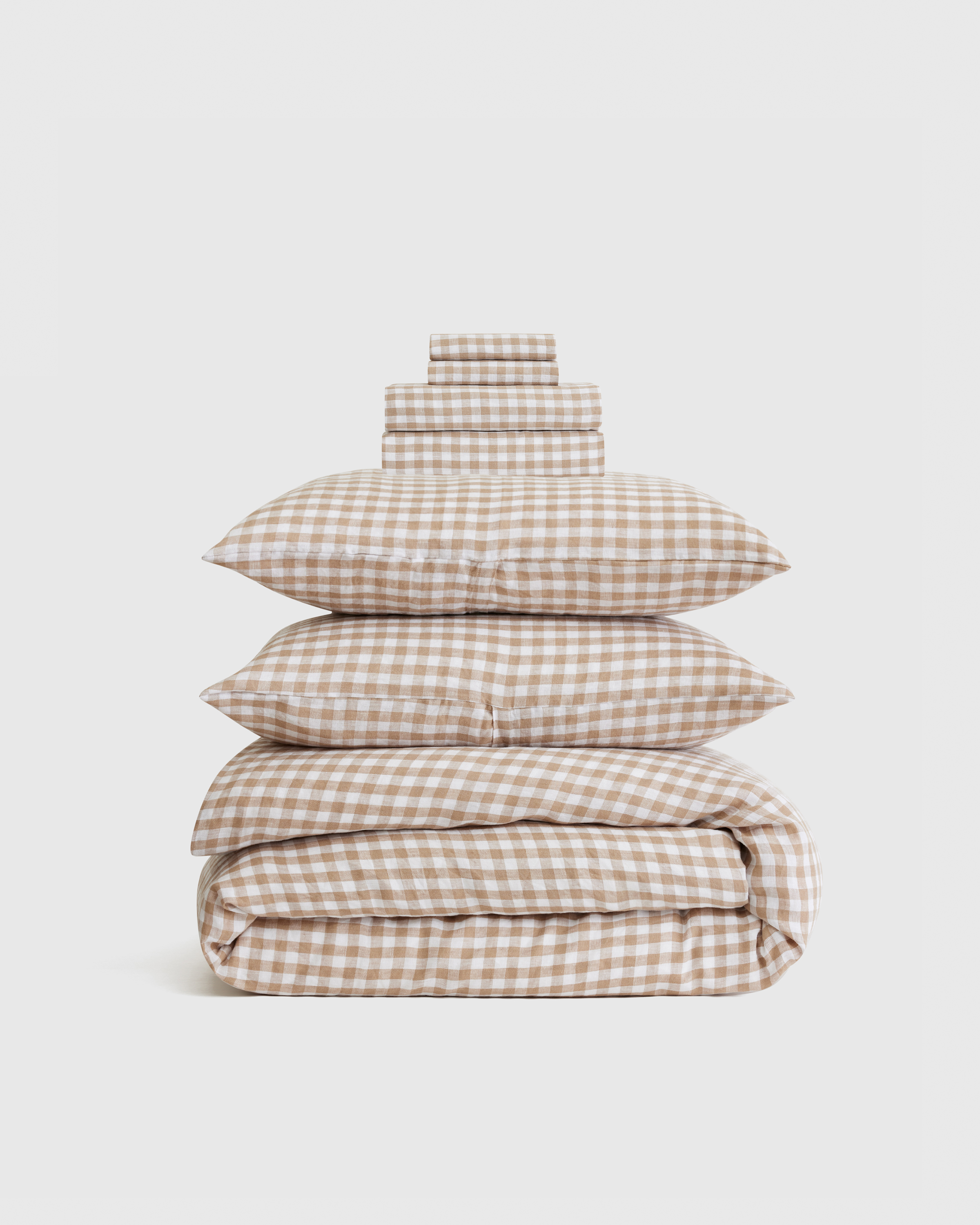 European Linen Gingham Deluxe Bedding Bundle