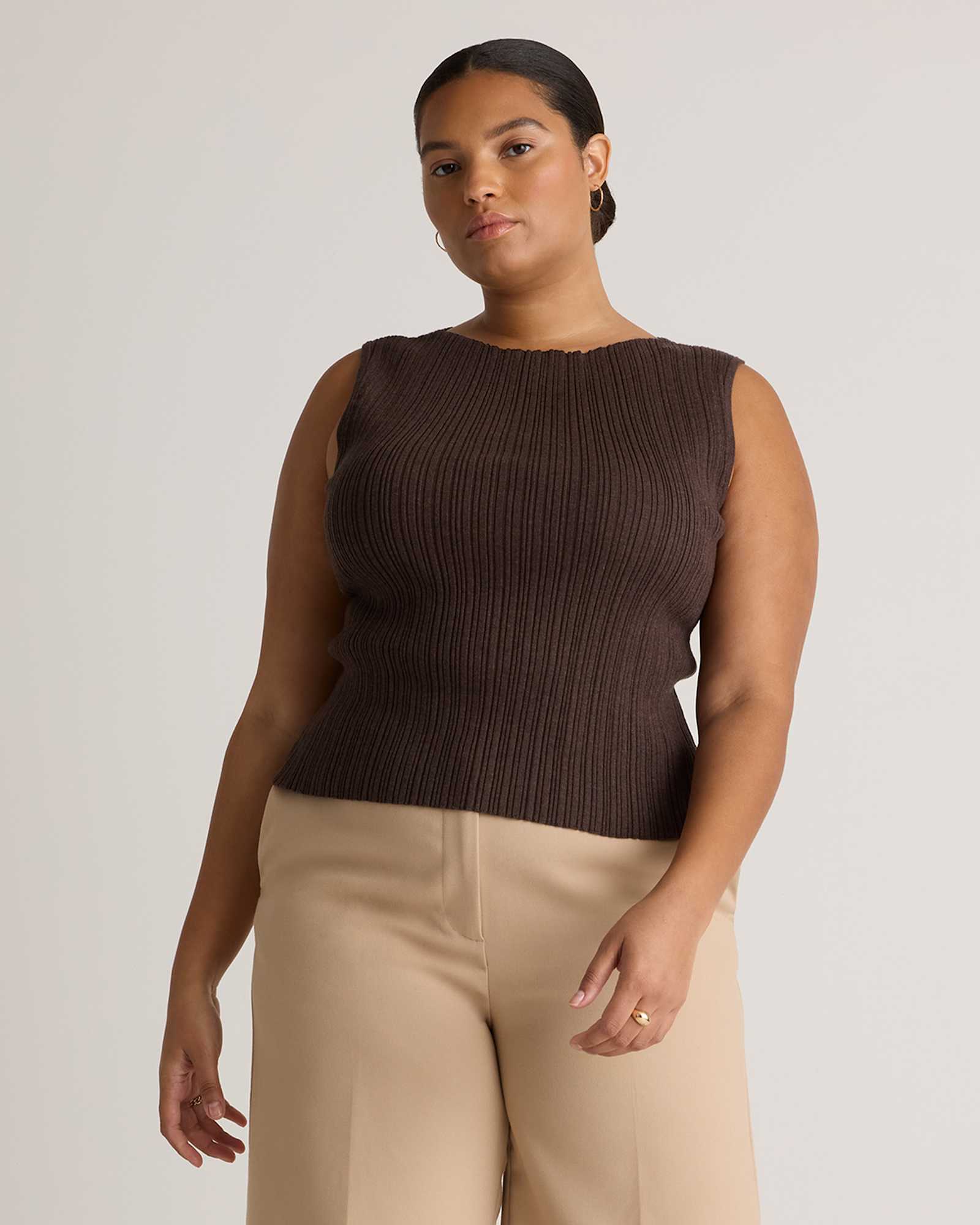 Cotton Cashmere Ribbed Tank