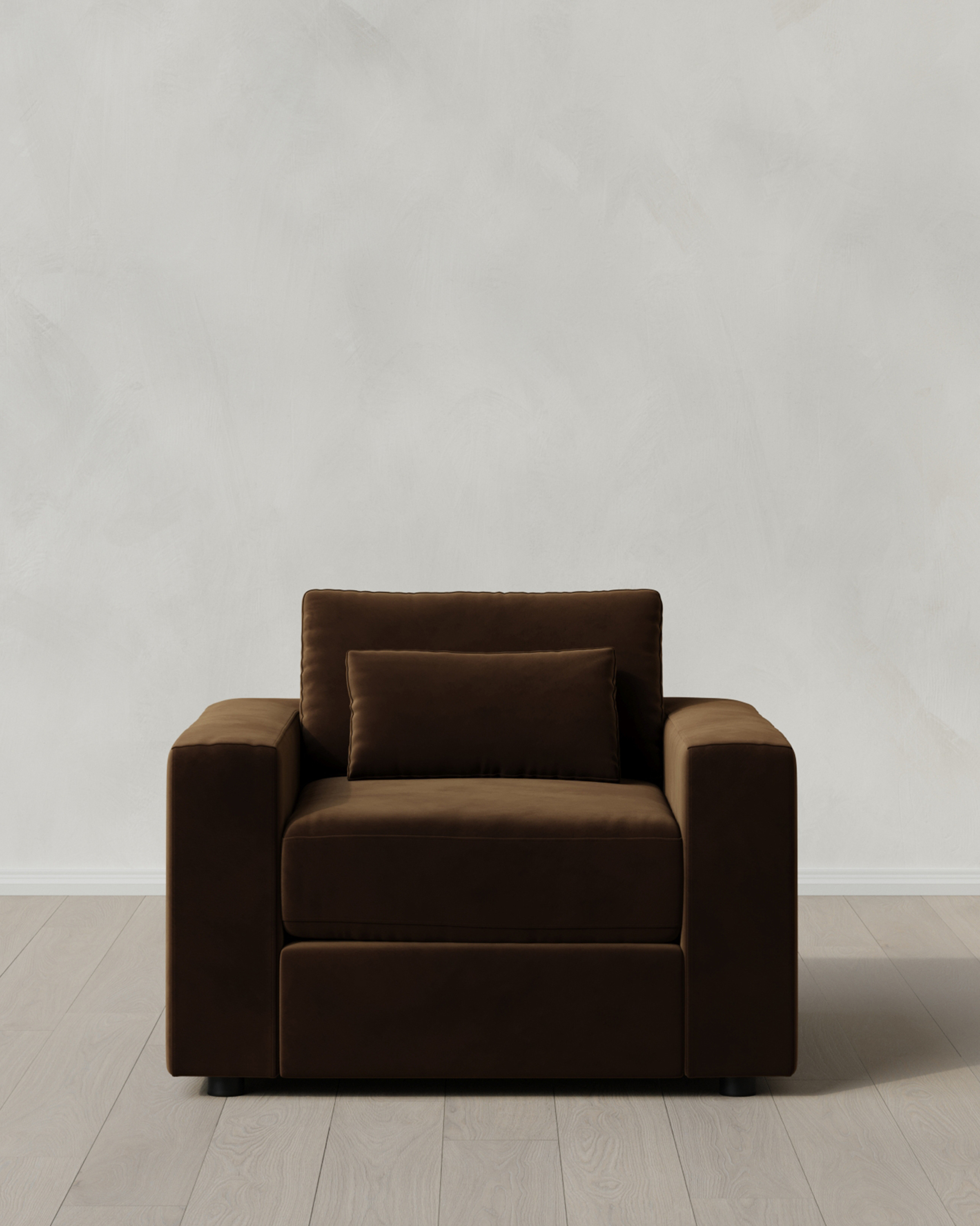 Square Arm Deep Seat Chair and a Half in Performance Velvet in Java