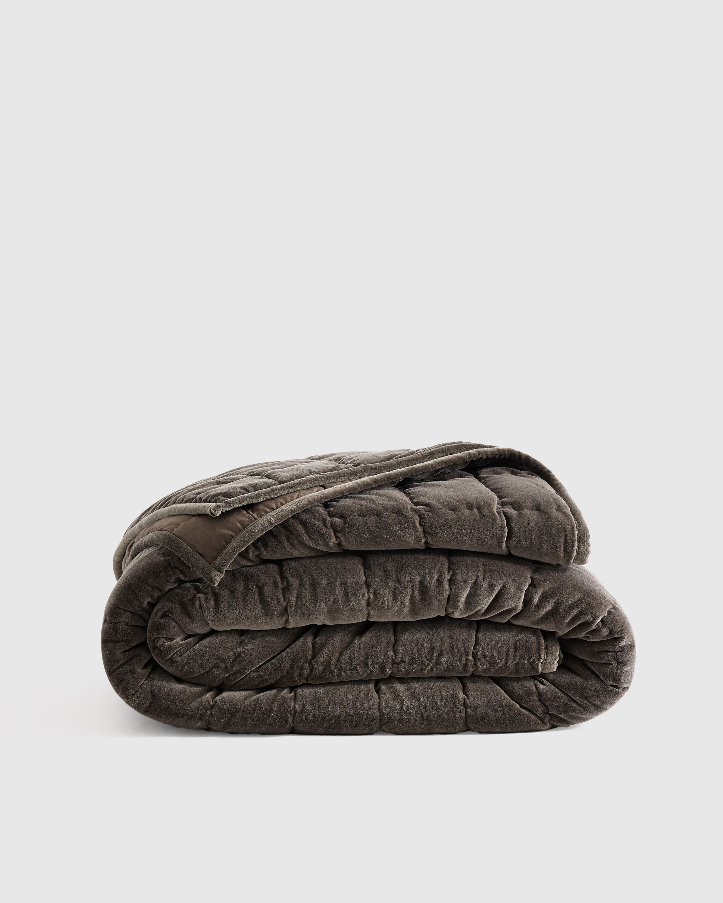 Cotton Velvet Quilt in Greystone