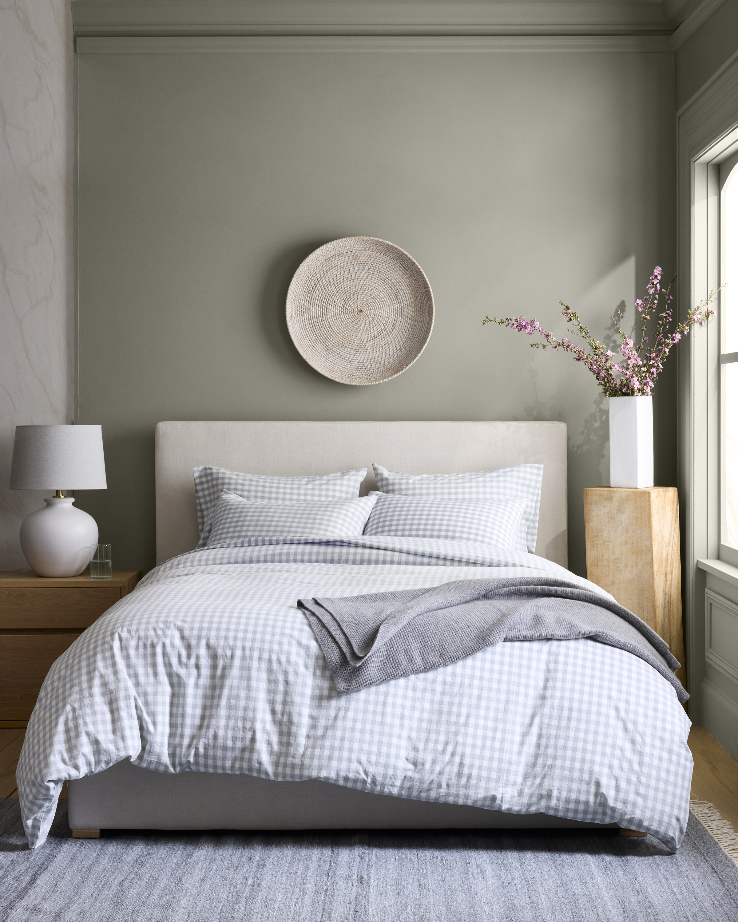 Classic Organic Percale Gingham Duvet Cover Set