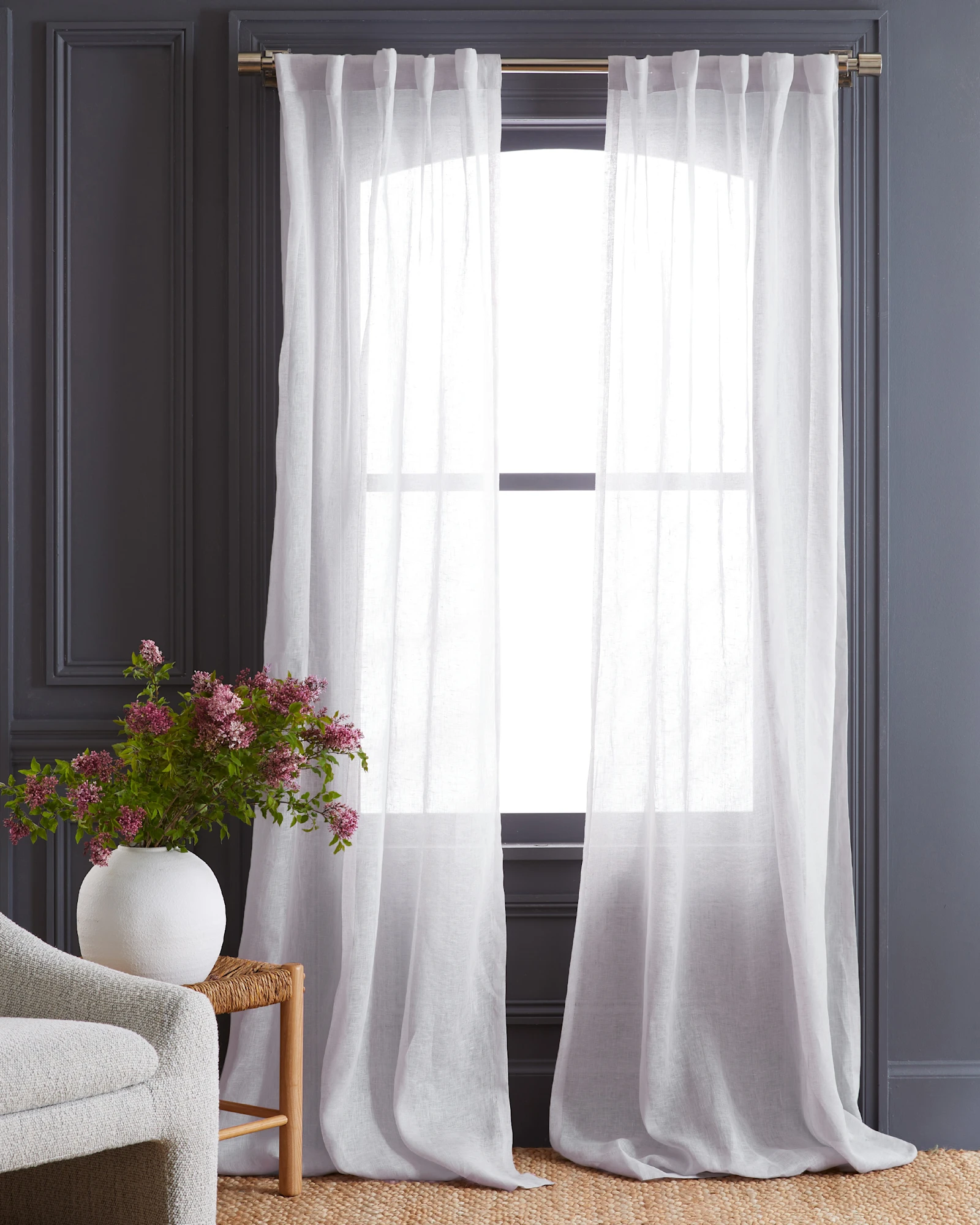 European Linen Sheer Curtain Set