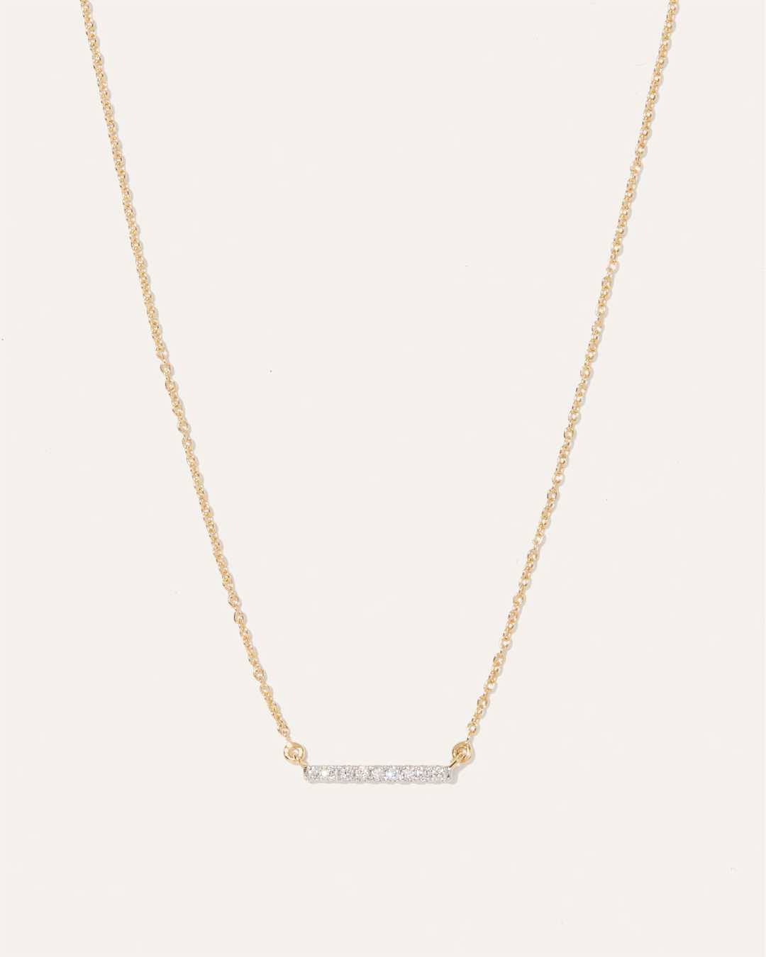 14K Gold Diamond Bar Necklace