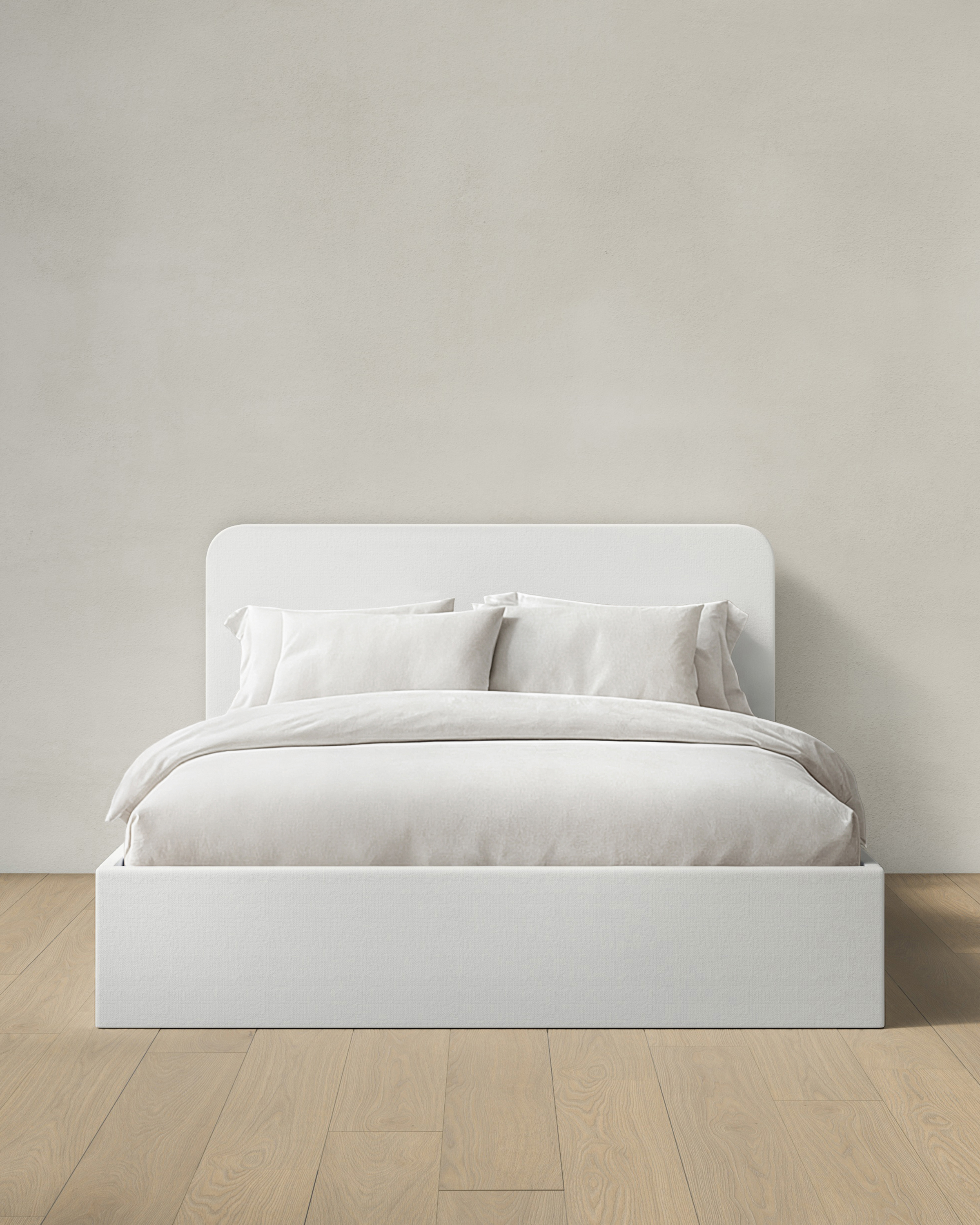 White linen queen bed store